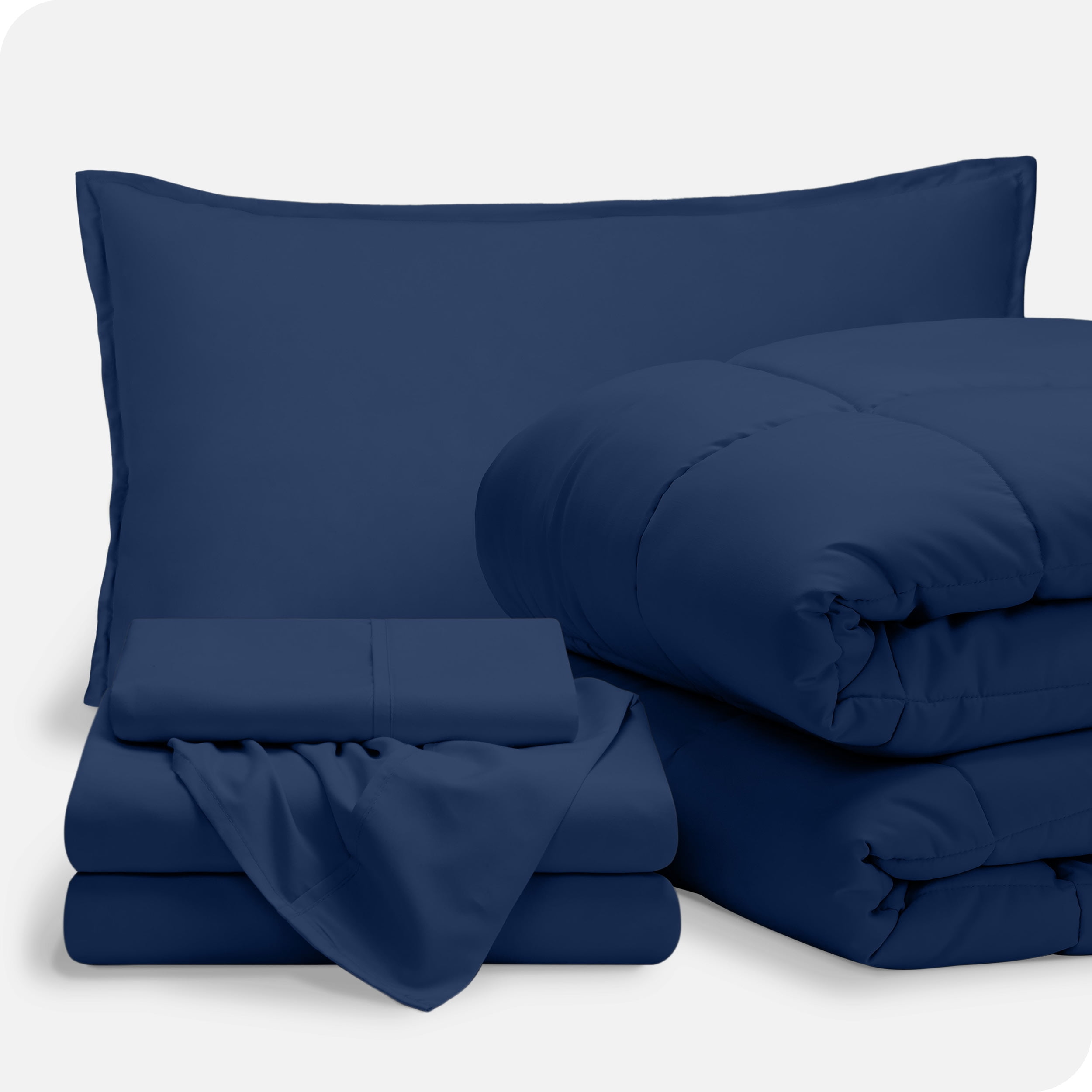 Bare Home 5-Piece Bed-in-a-Bag - Twin XL, Dark Blue with Dark Blue ...