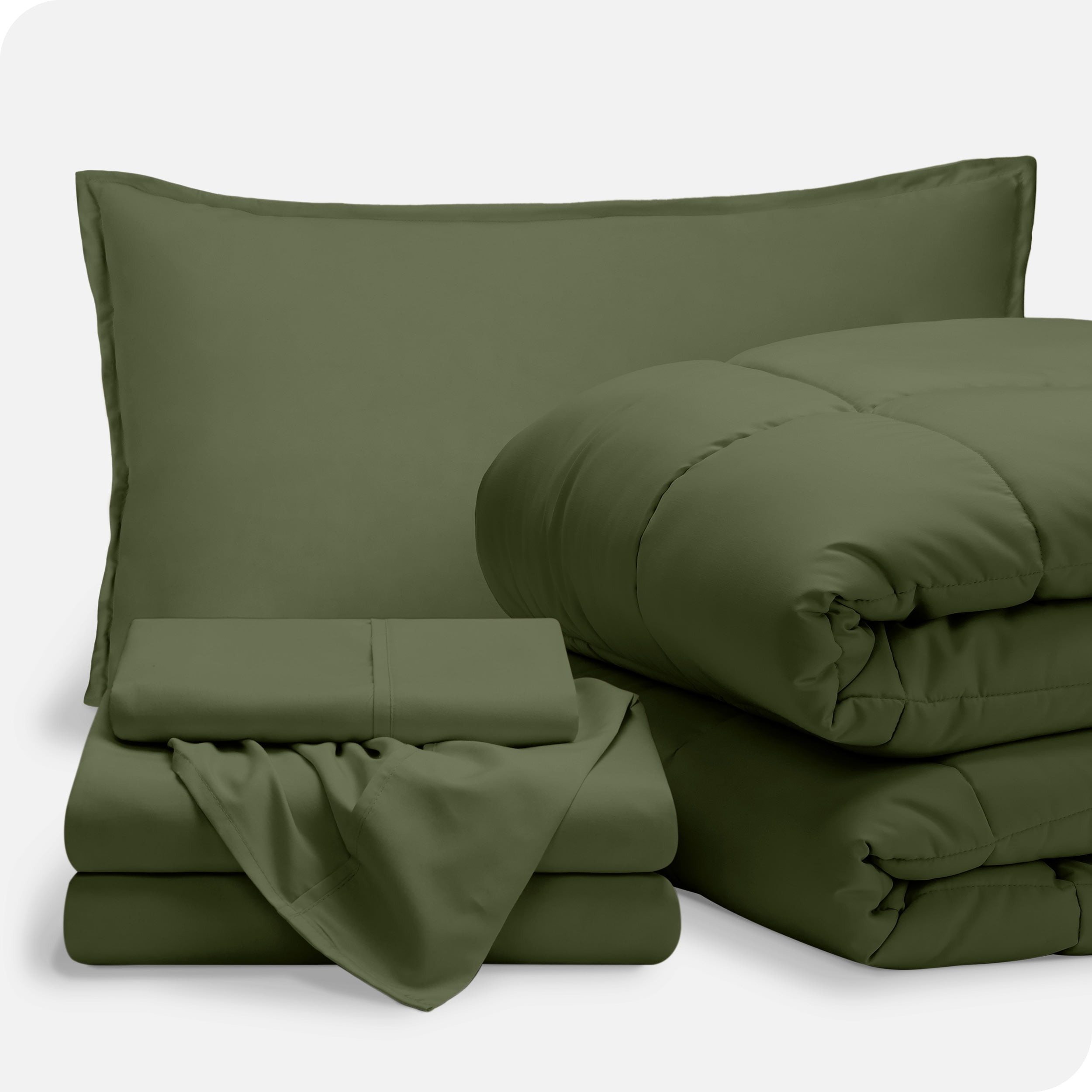 Bare Home 5-Piece Bed-in-a-Bag - Twin XL, Green with Green Sheet Set ...