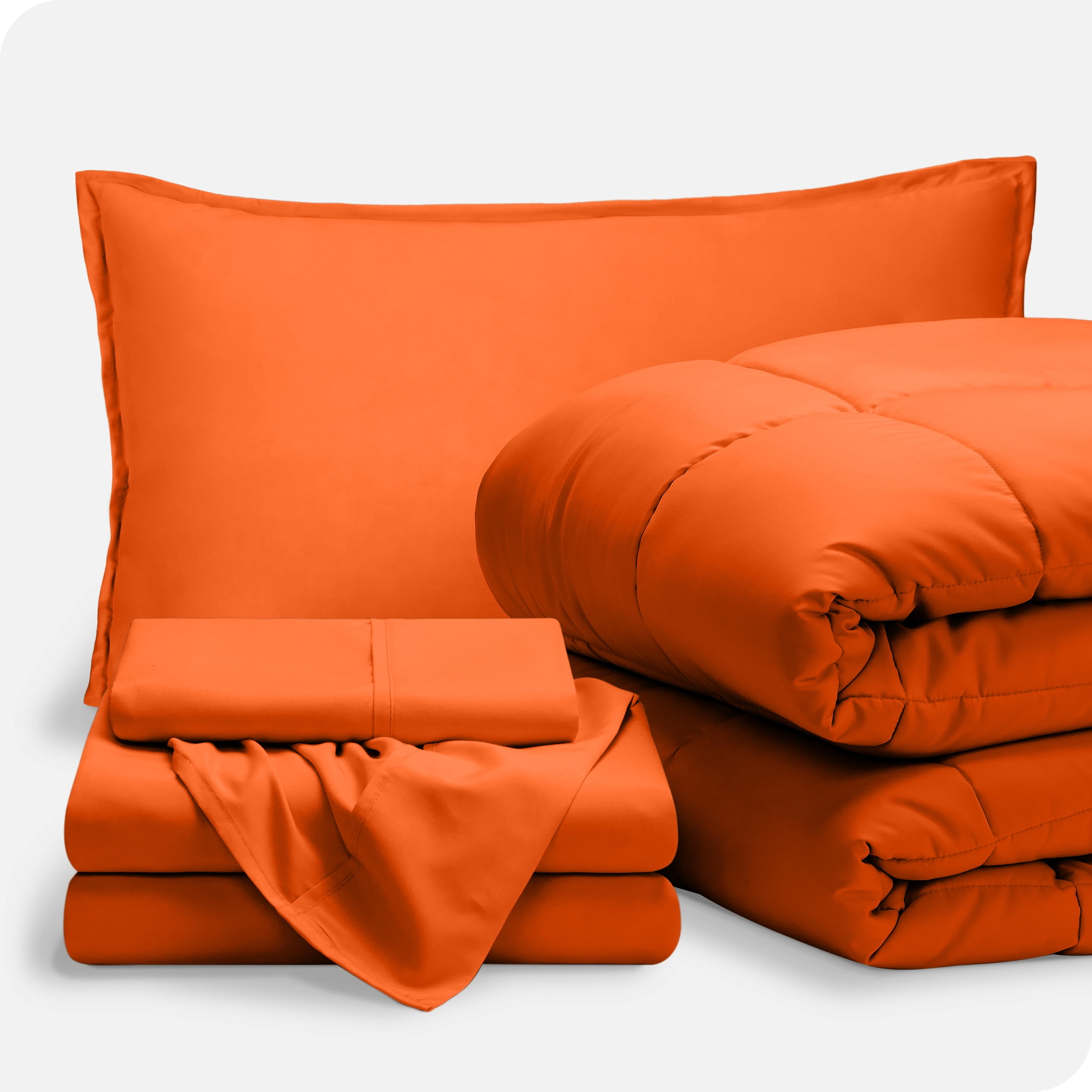 Bare Home 5-Piece Bed-in-a-Bag - Twin XL, Orange with Orange Sheet Set ...