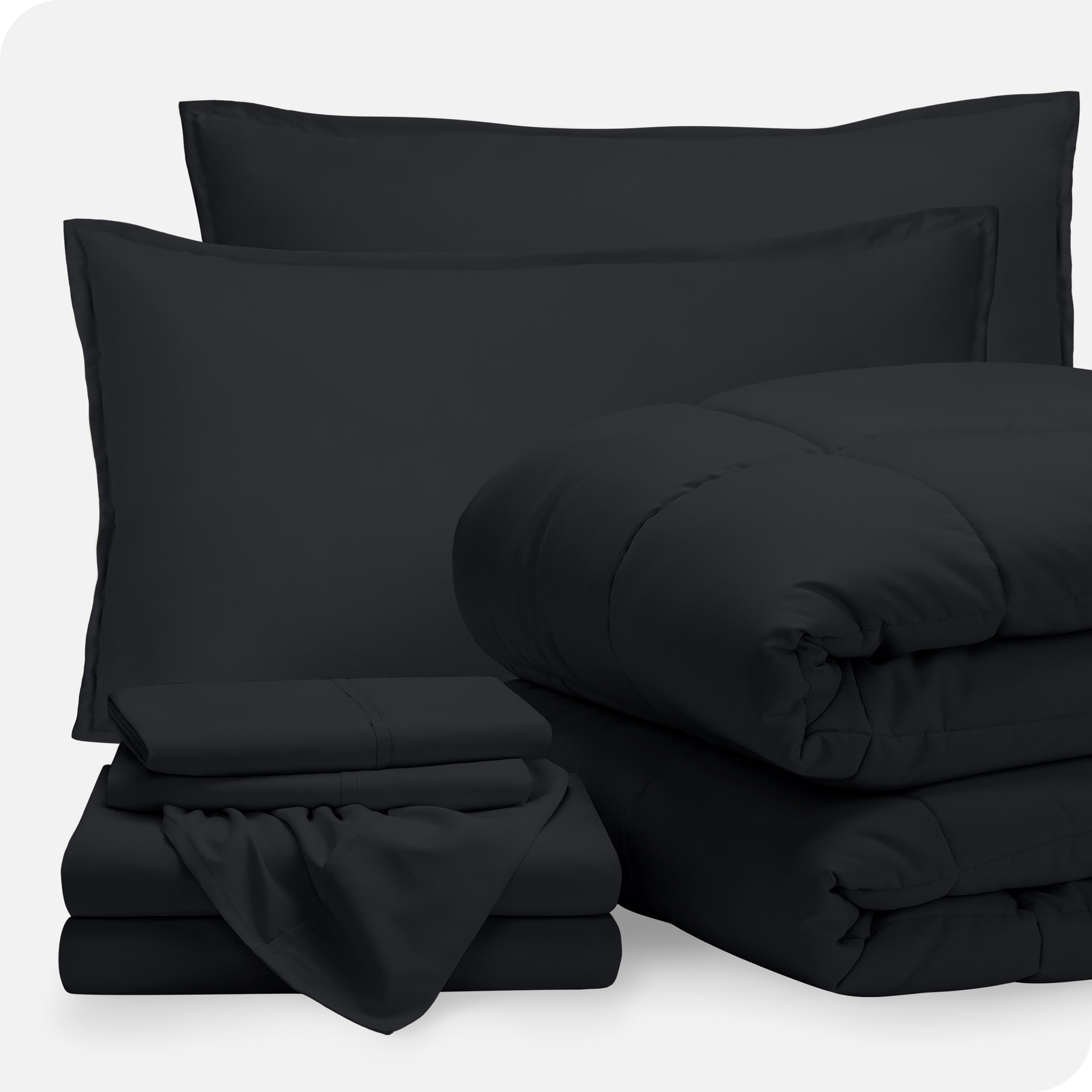 Bare Home 7-Piece Bed-in-a-Bag - King, Black with Black Sheet Set ...