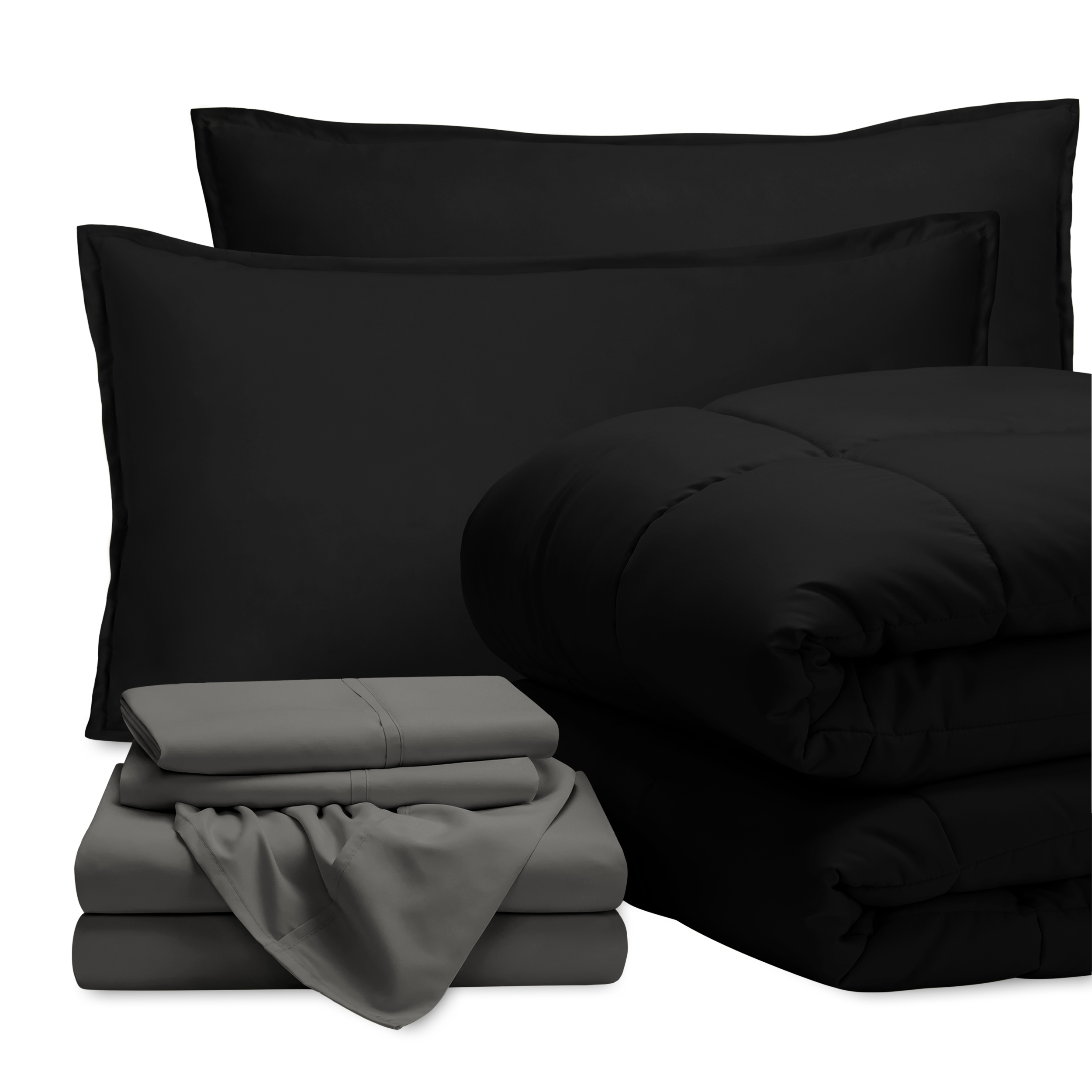 Mainstays Black 8 Piece Bed in a Bag Comforter Set With Sheets, Queen ... Mainstays Black 8 Piece Bed in a Bag Comforter Set With Sheets, Queen ...