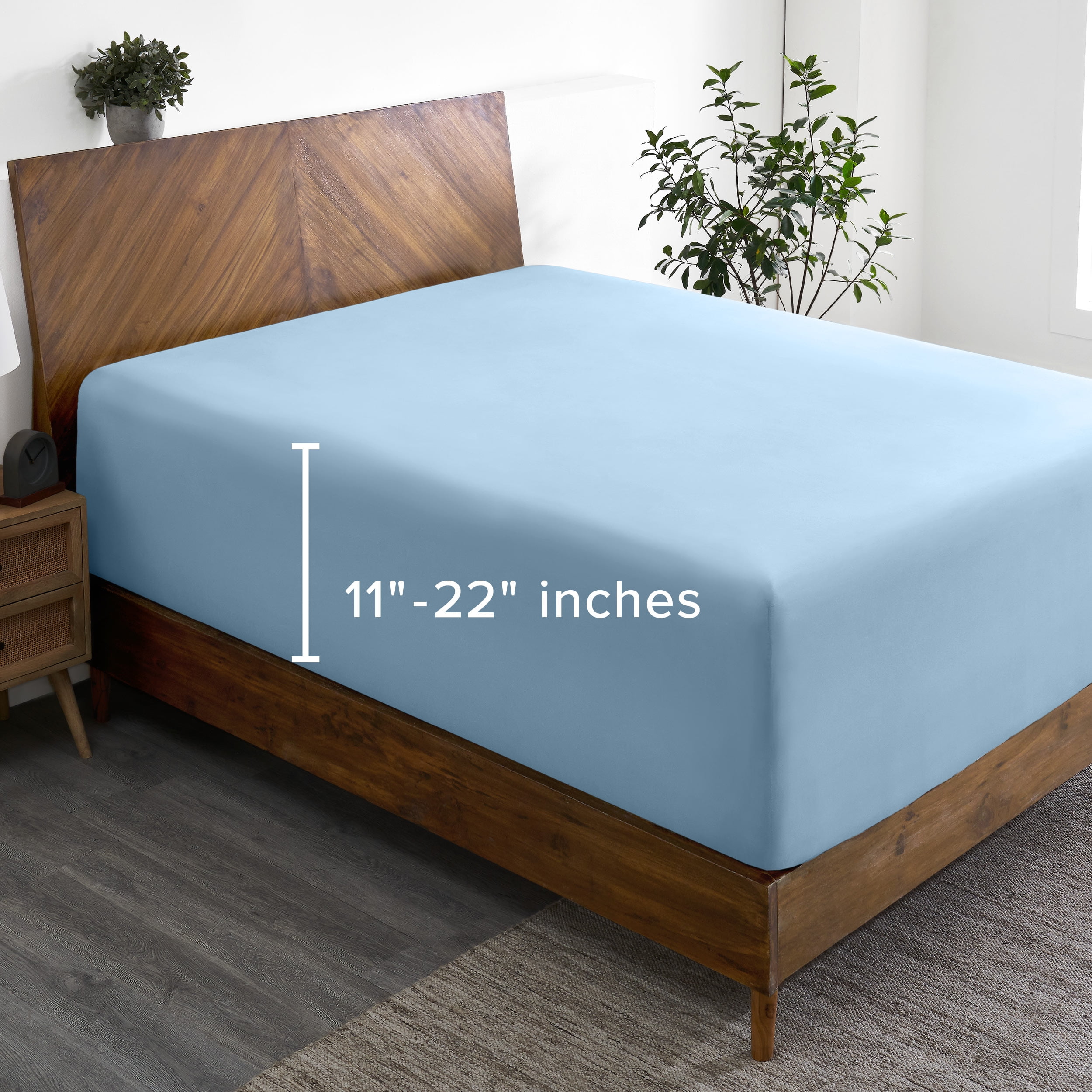 Bare Home, Fitted Sheet, 22" Extra Deep Pocket, Full Light Blue ...