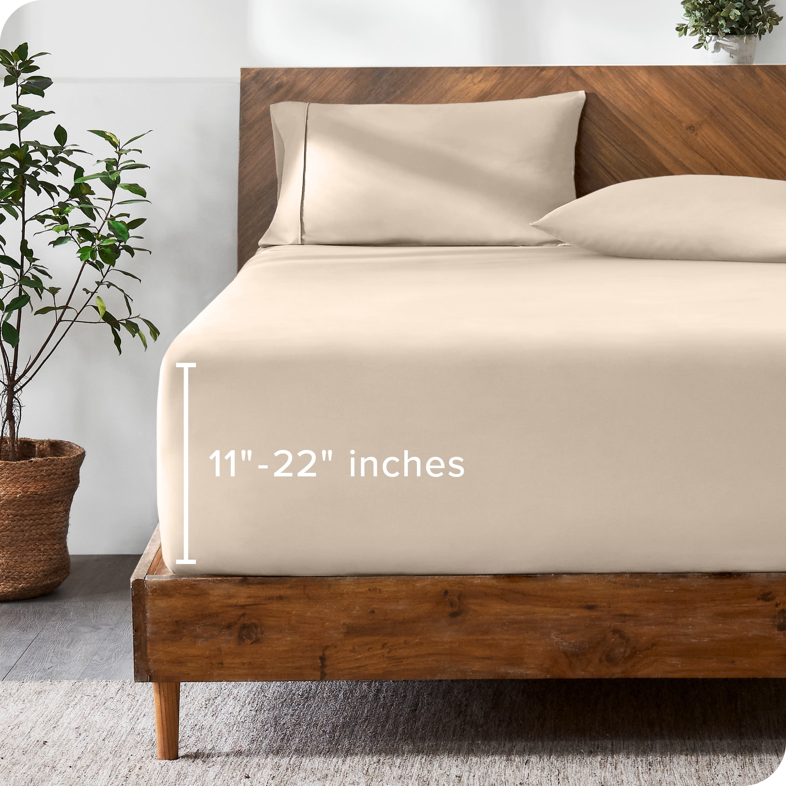 "Bare Home Elastic Fitted Sheet - Extra Deep Pocket 22"" - Premium 1800 ...