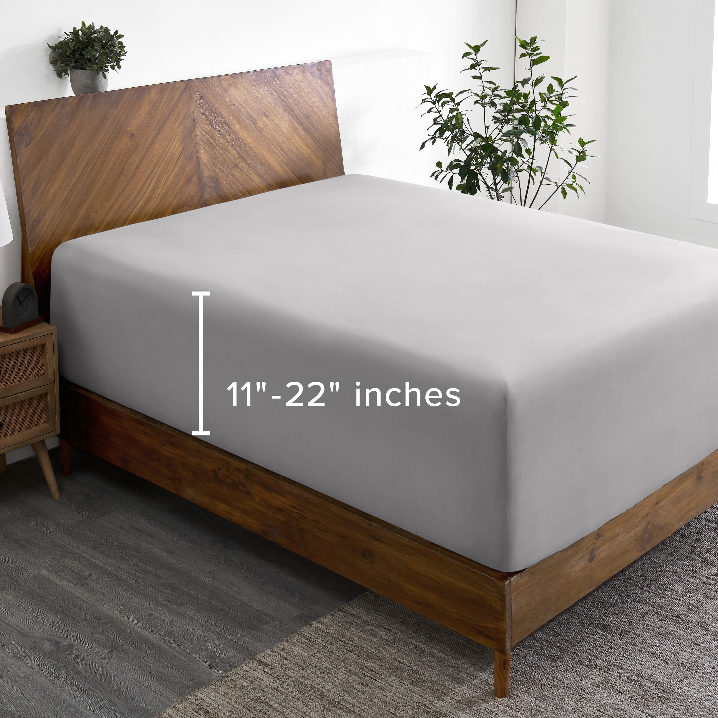 Bare Home Fitted Sheet, 22" Extra Deep Pocket, King, Light Gray ...