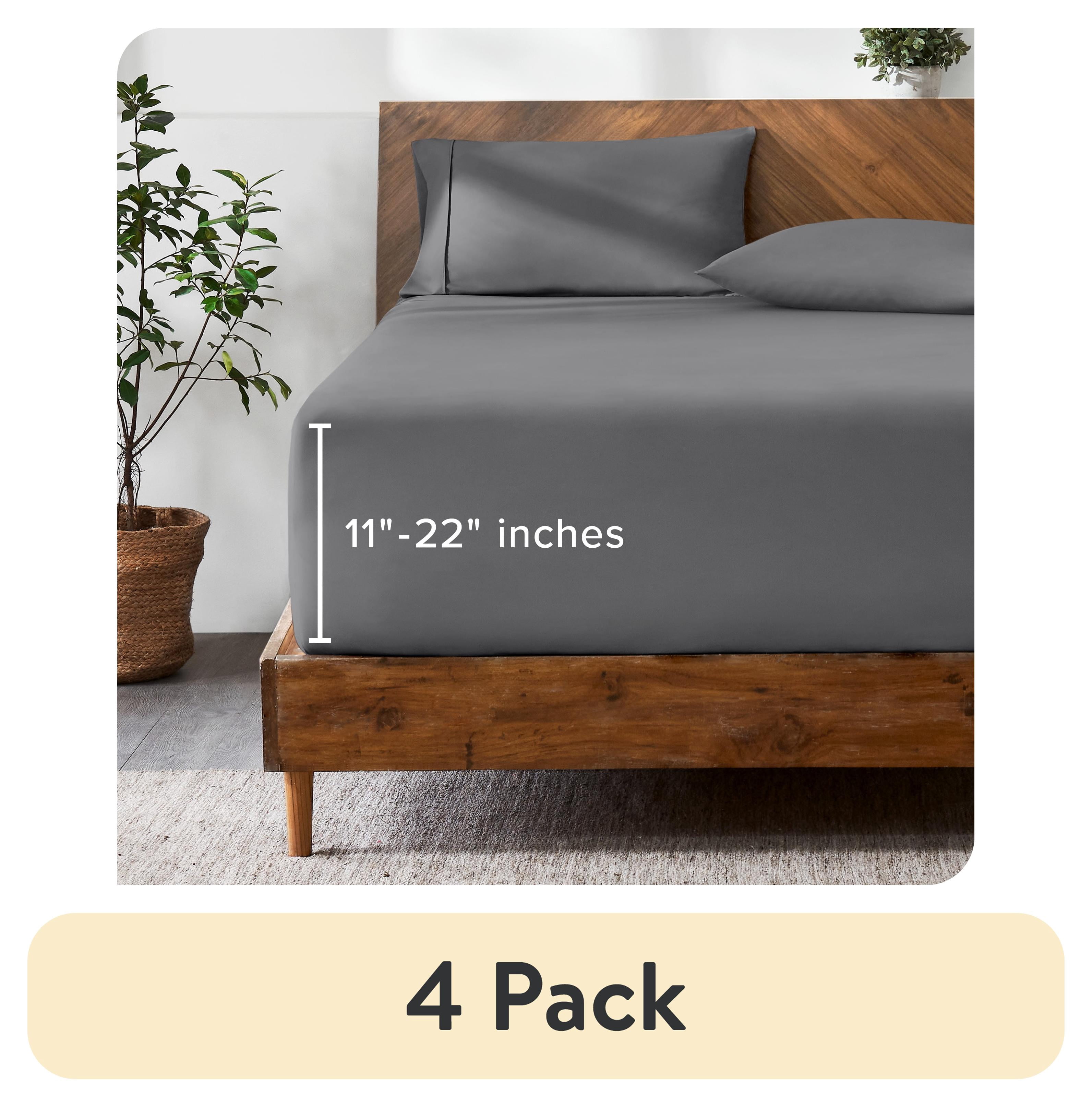(4 pack) Bare Home Ultra-Soft Microfiber 22 Inch Extra Deep Pocket ...