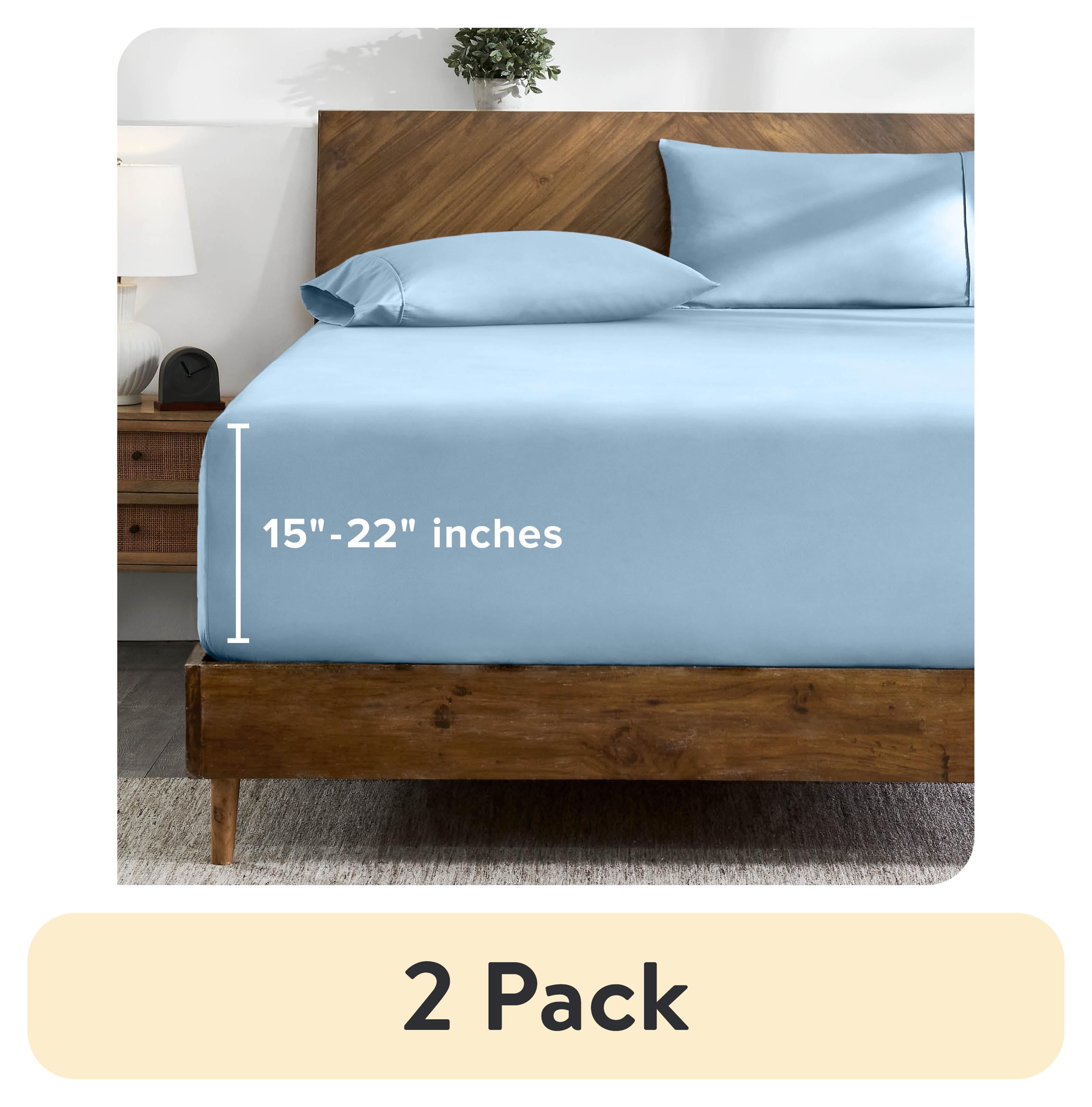 (2 pack) Bare Home Fitted Sheet - 22" Extra Deep Pocket - Premium 1800 ...