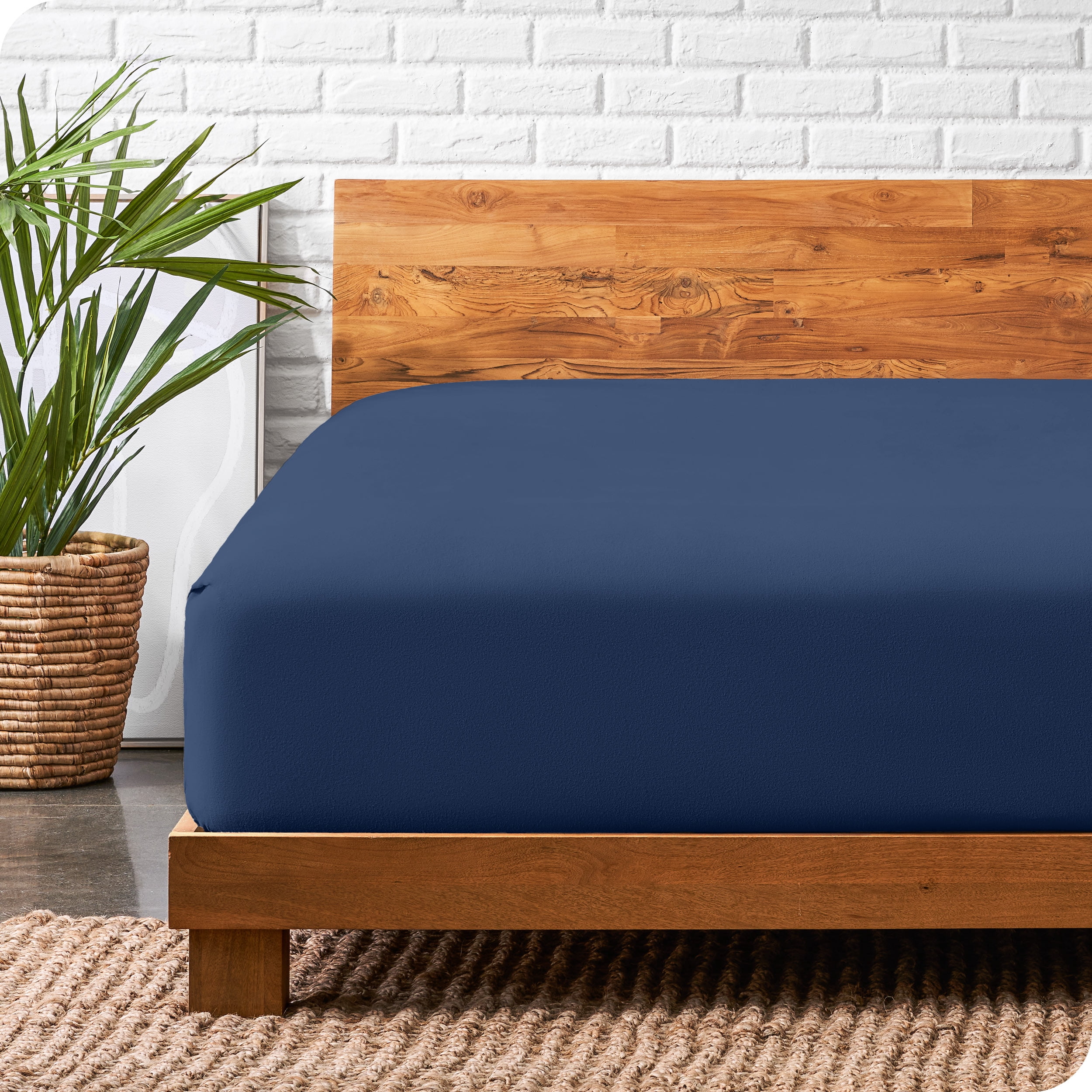 Bare Home Twin Flannel Fitted Sheet - 100% Cotton, Double Brushed, Dark ...