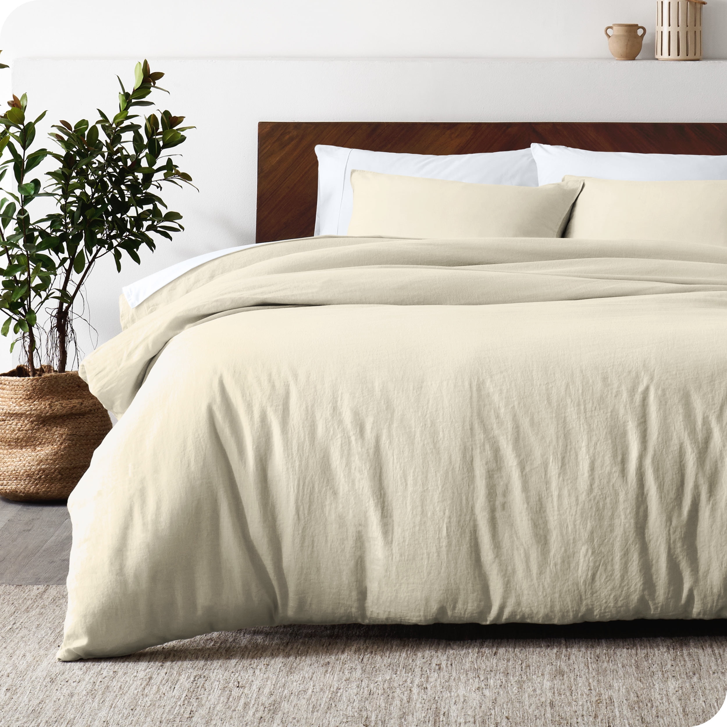 Bare Home Linen Duvet Cover Set - Lightweight & Breathable - King/Cal ...
