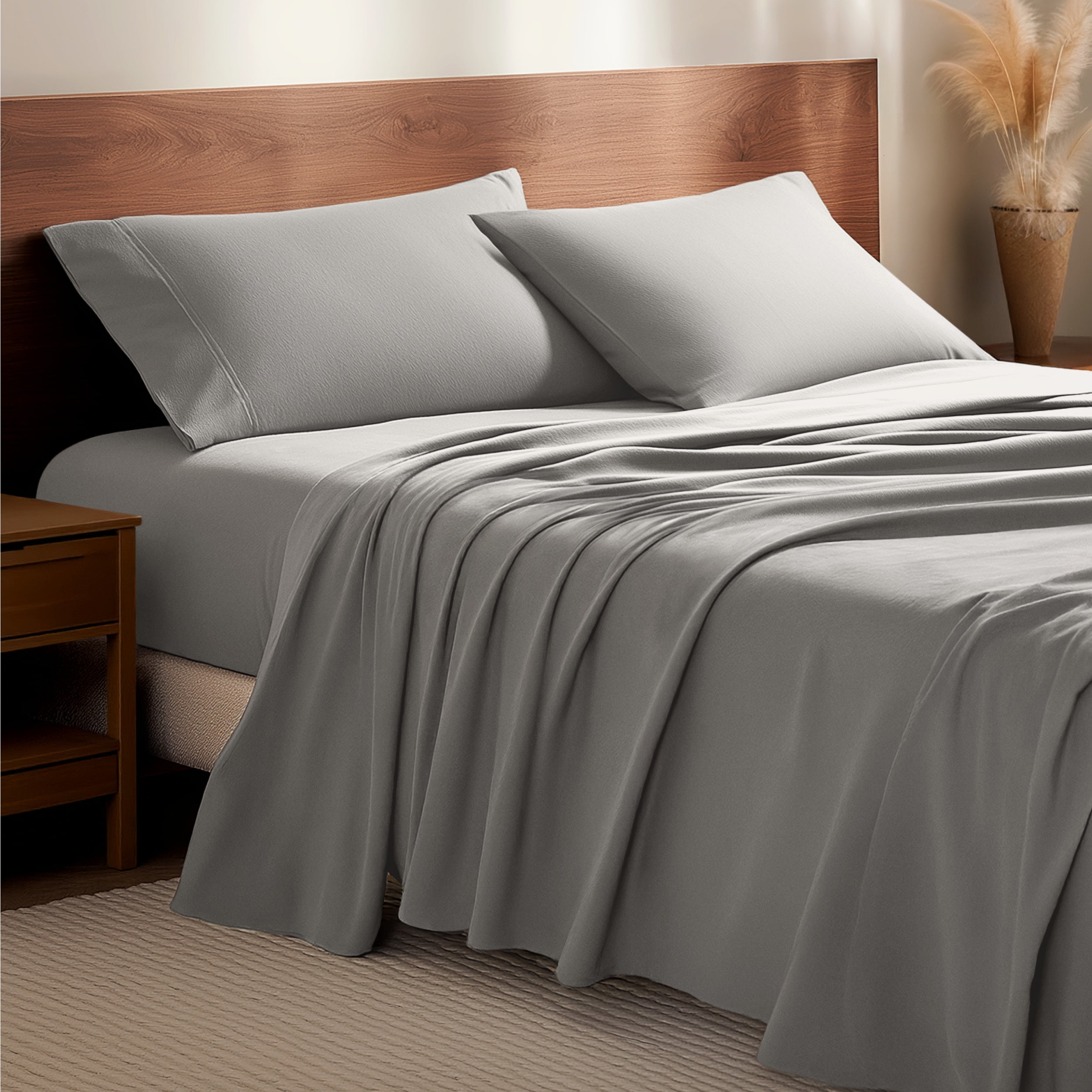 Bare Home Luxury 100% Cotton Flannel Split King Sheet Set, Deep Pocket ...