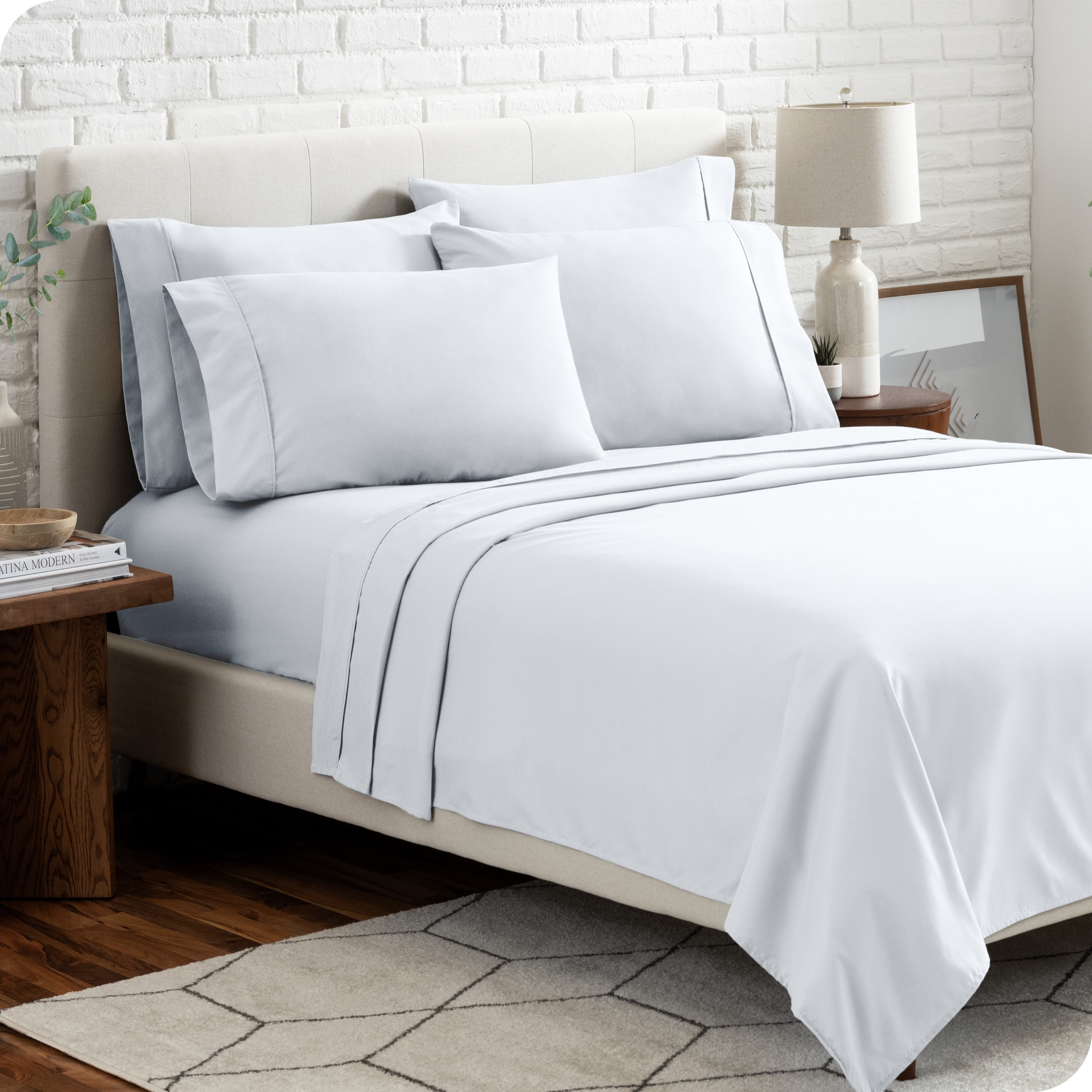 Bare Home Luxury 1800 Collection Bed Sheet Set - 6 Piece Full XL, White ...