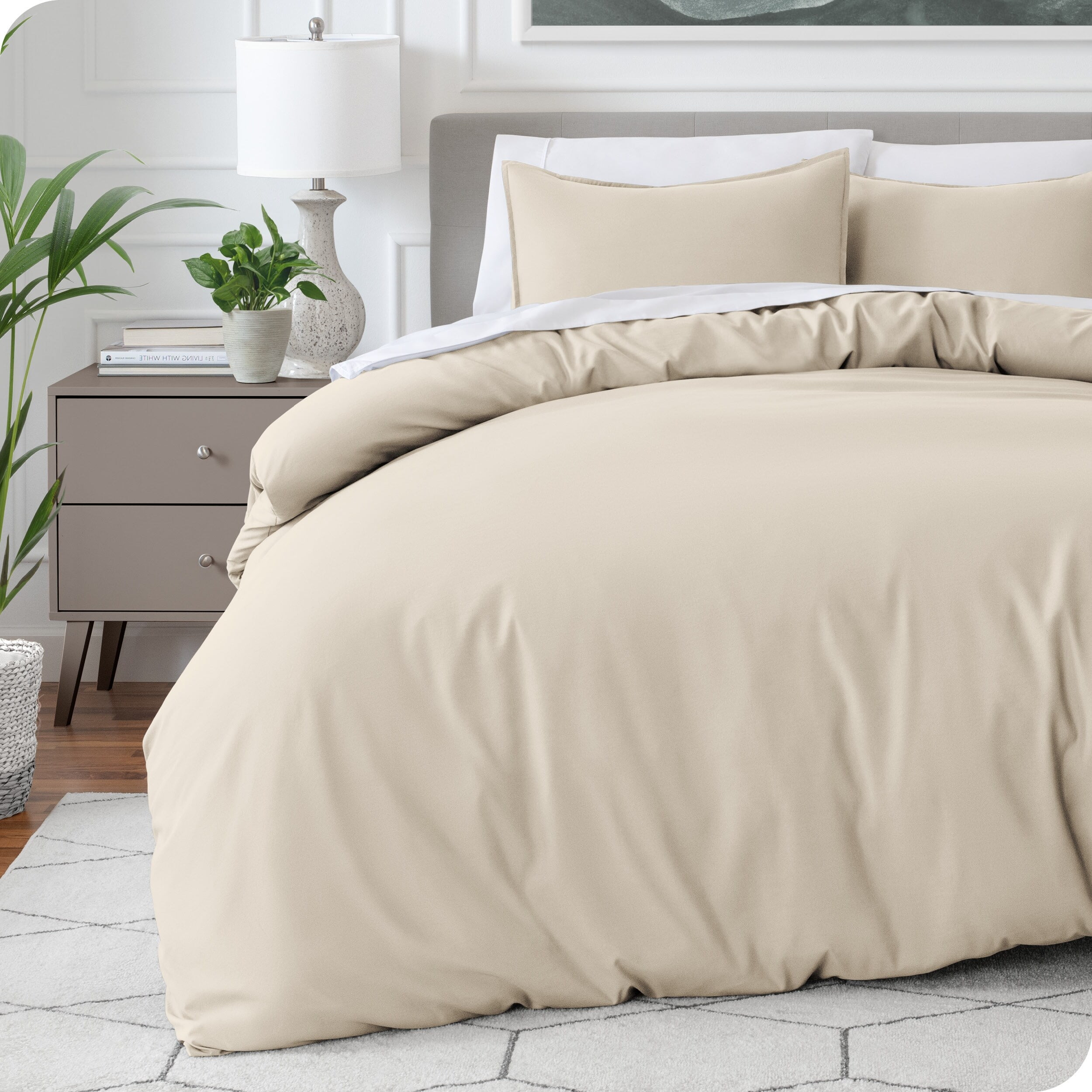 Bare Home Soft Hypoallergenic Microfiber Duvet Cover and Sham Set Sand ...