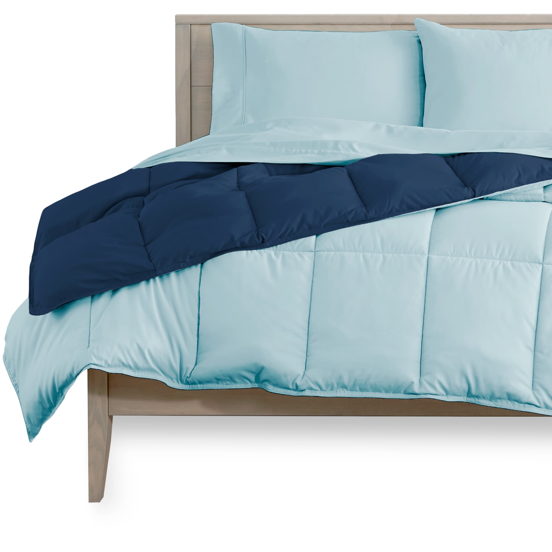 Bare Home Microfiber 5-Piece Dark Blue/Light Blue Comforter, Light Blue ...