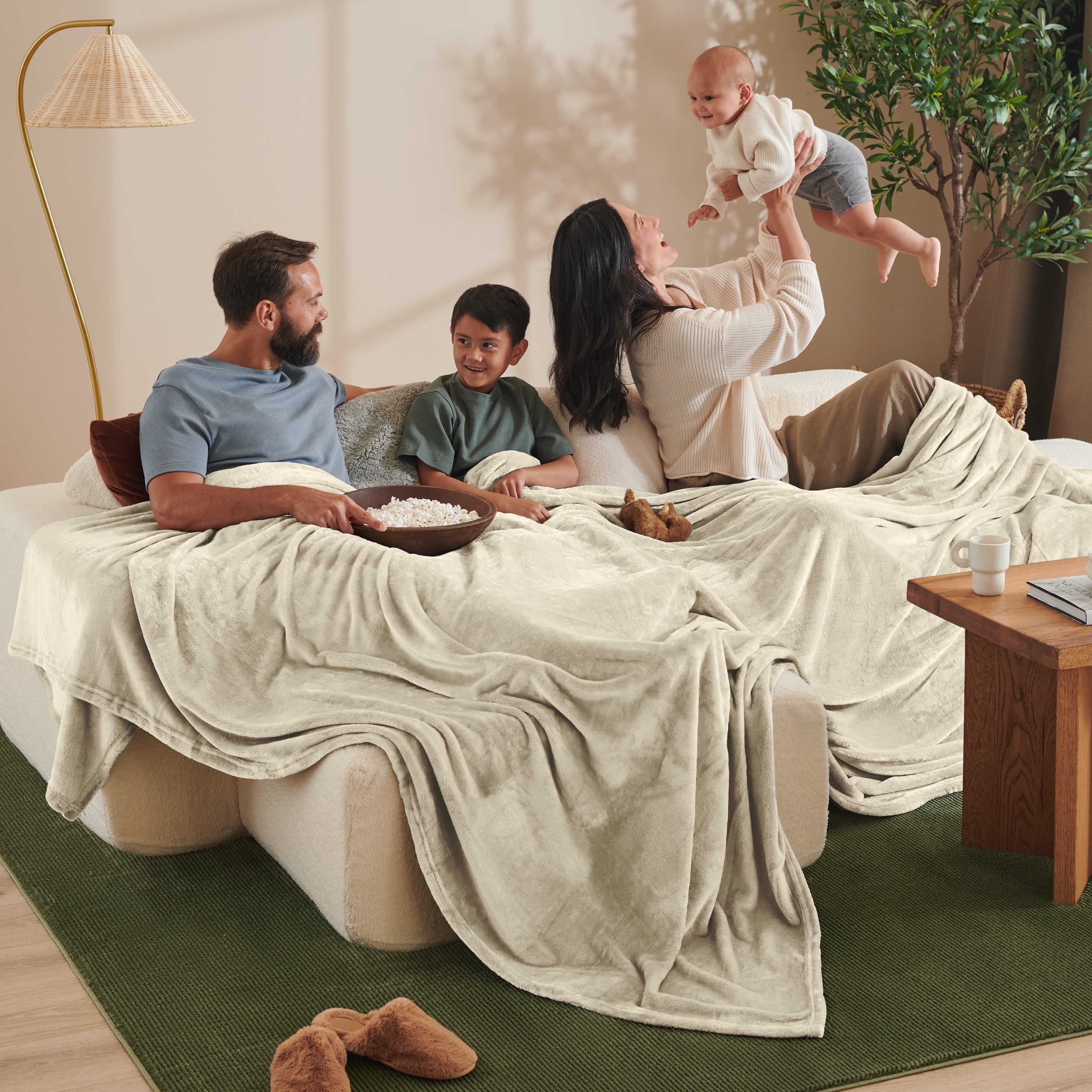 Bare Home, Microplush Fleece Blanket, 120" x 120" Giant, Oyster ...