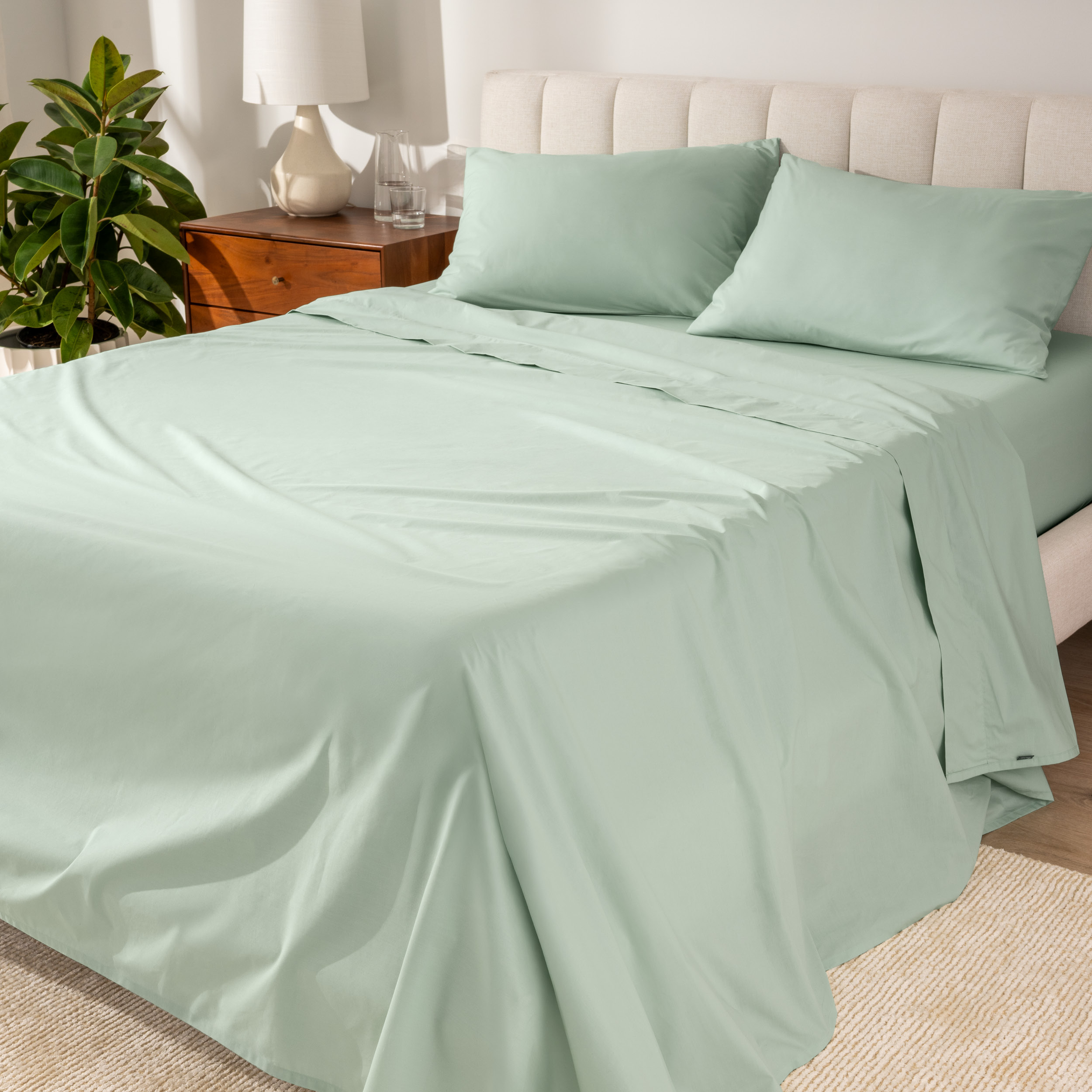 Bare Home Twin Size Organic Percale Sheet Set - 300 Thread Count with ...