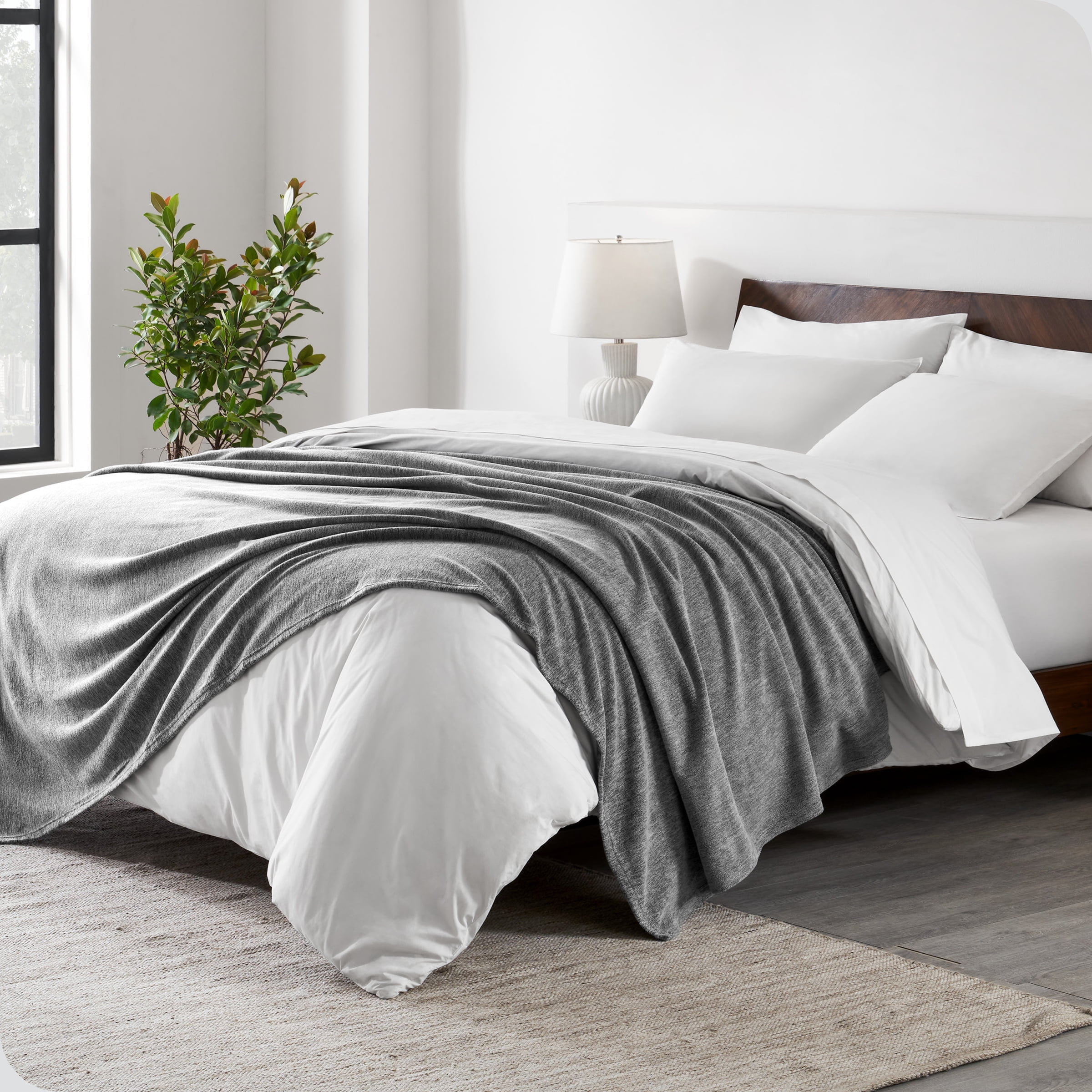 Bare Home Polar Fleece Heathered Bed Blanket - Lightweight - Premium ...