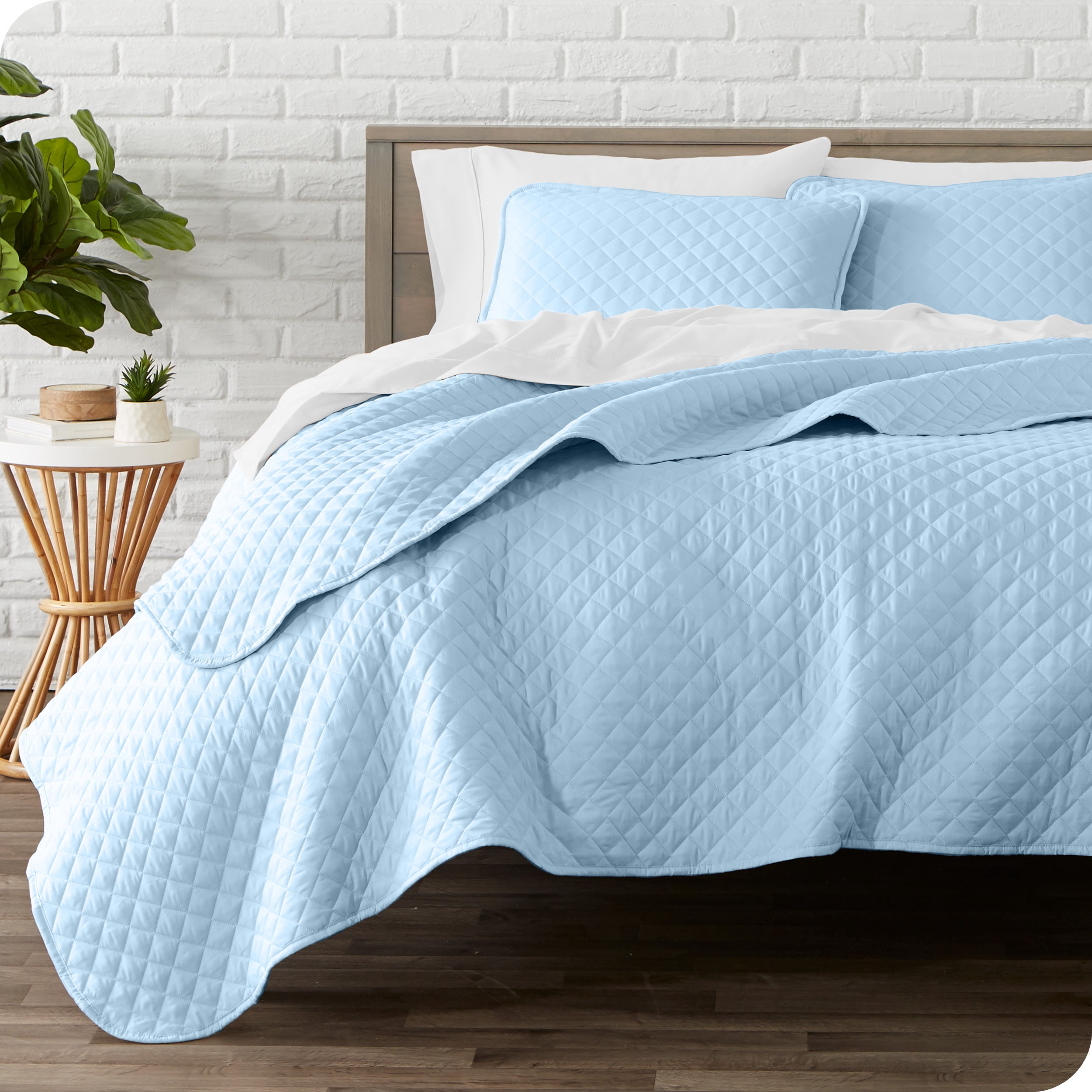 Bare Home Quilt Set - 2 Piece - Diamond Stitched Bedspread Coverlet ...