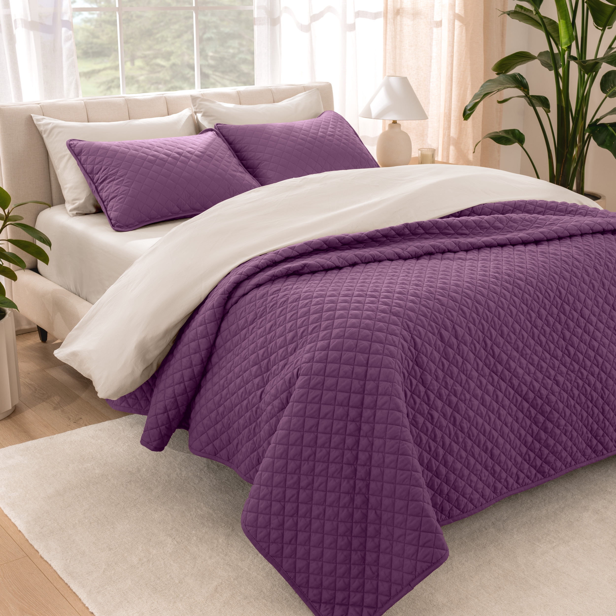 Bare Home Queen Bedding Set - 3 Piece Diamond Stitched Full Size ...