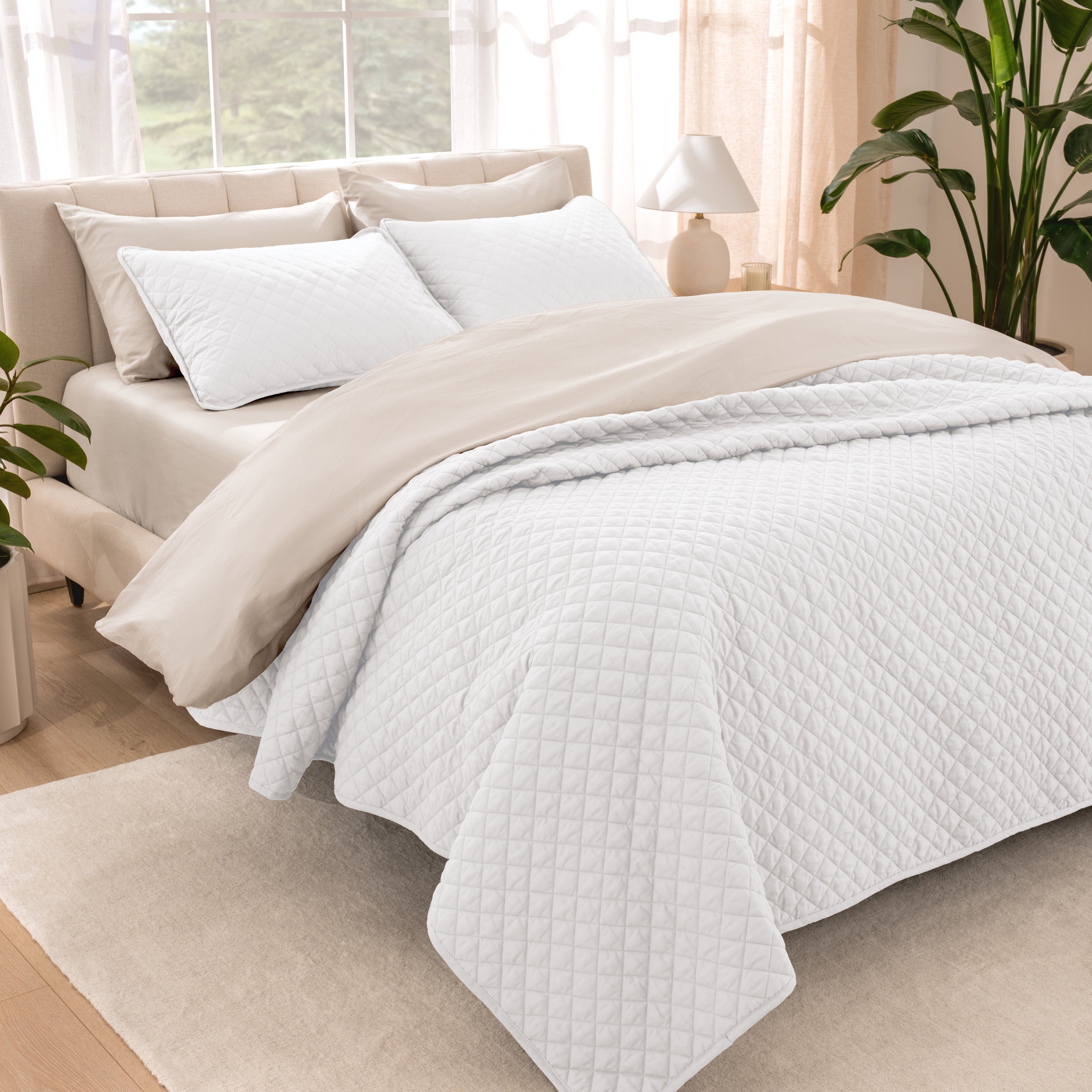 Bare Home, Quilt Set, Diamond Stitched Bedspread Coverlet, Full/Queen ...