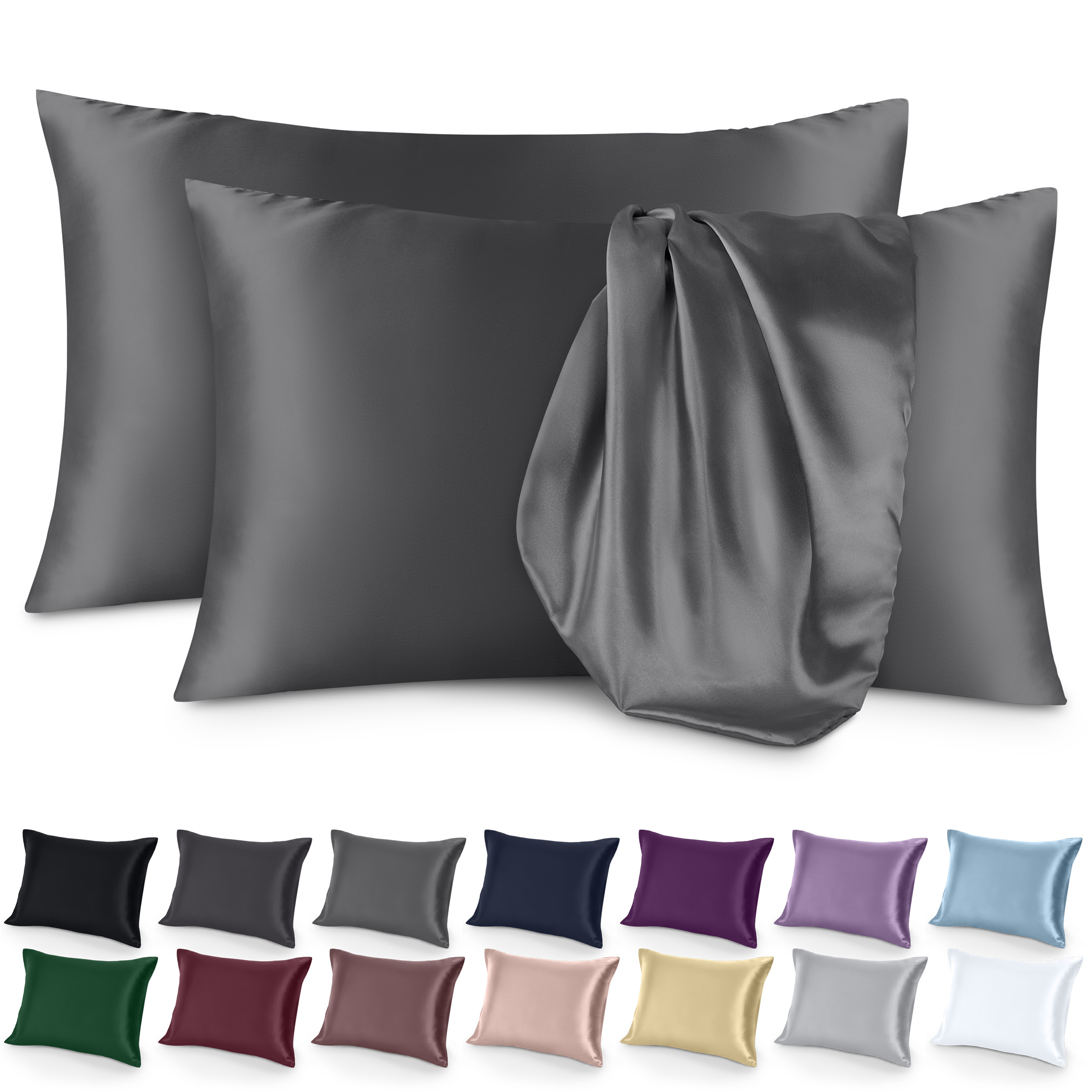 Renoir Fashion Super Soft Satin Pillowcases (a pair/package) - Walmart.com