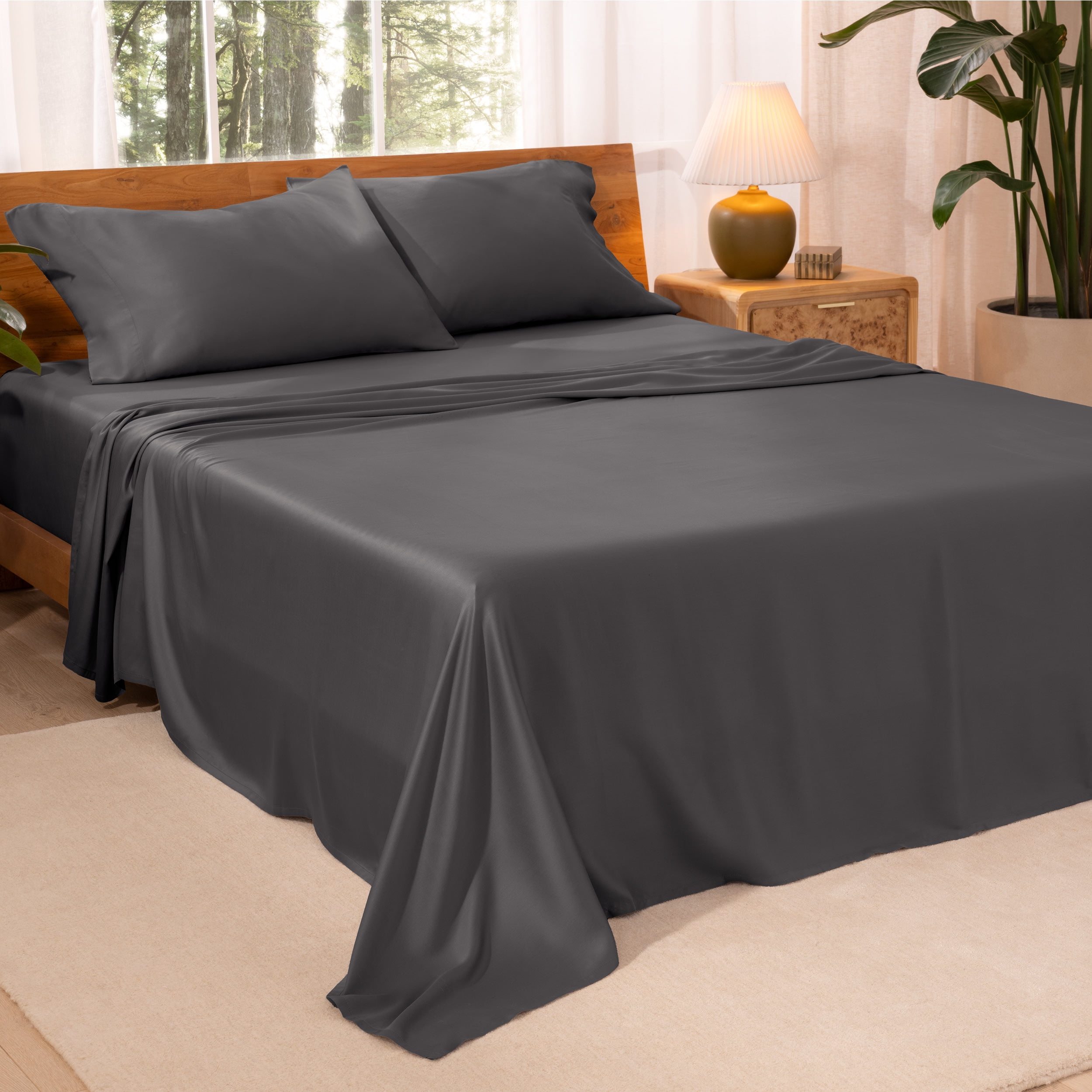 Bare Home TENCEL Lyocell Sheet Set Queen - Forged Iron Grey - Walmart.com