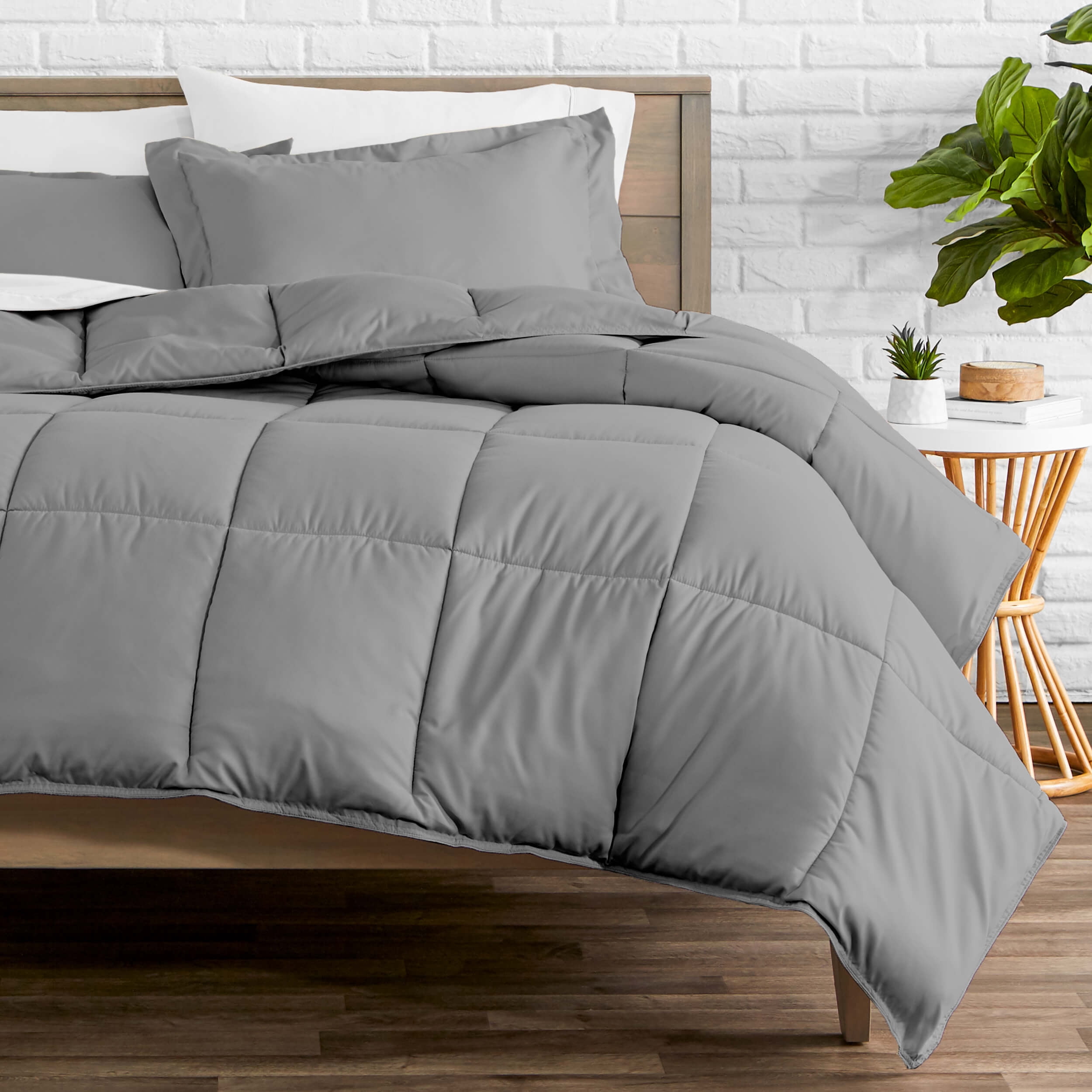 Bare Home Comforter Set, Queen, Light Gray, Hypoallergenic, Ultra-Soft ...