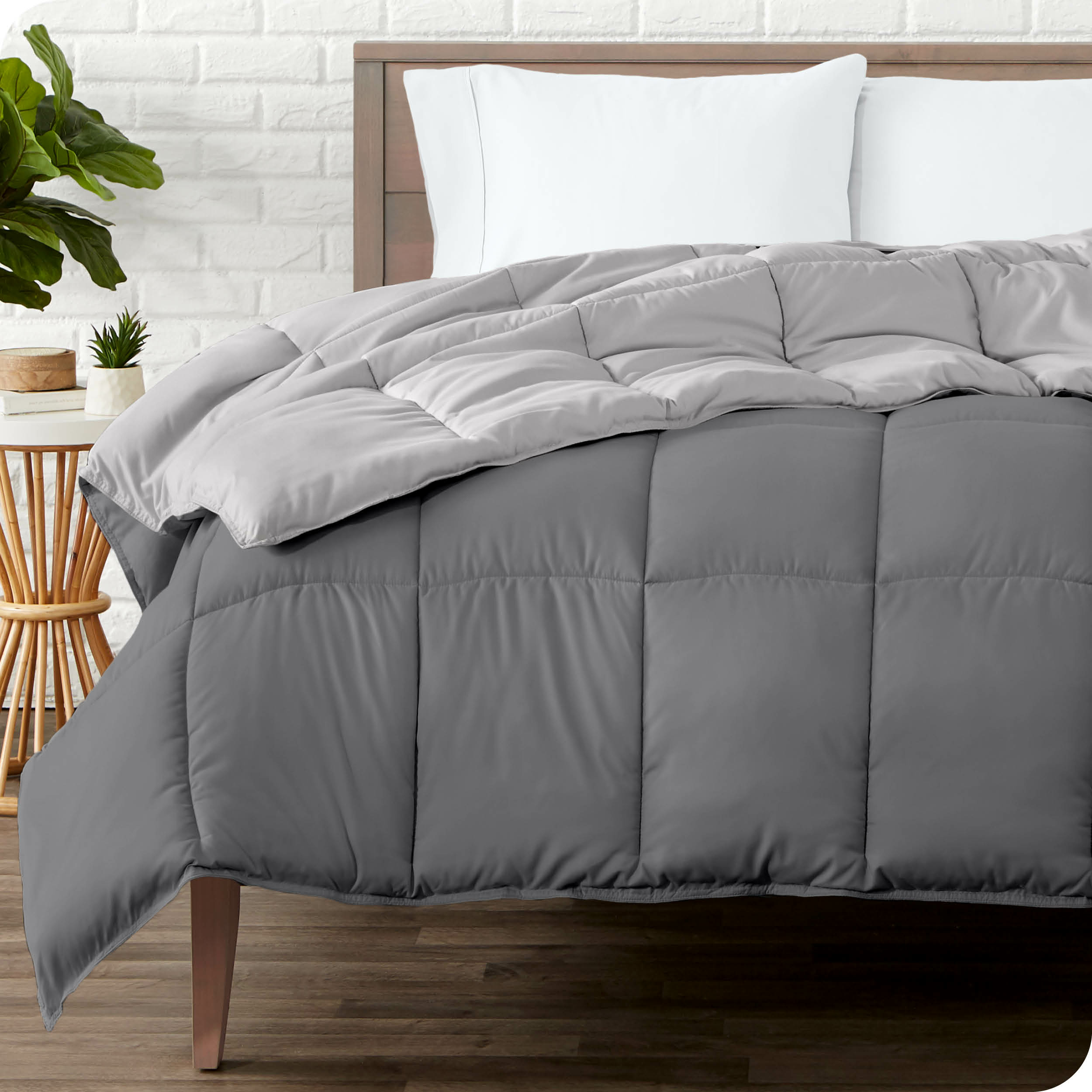 Noble Linens Light Gray All Season Alternative Down Solid Comforter ...