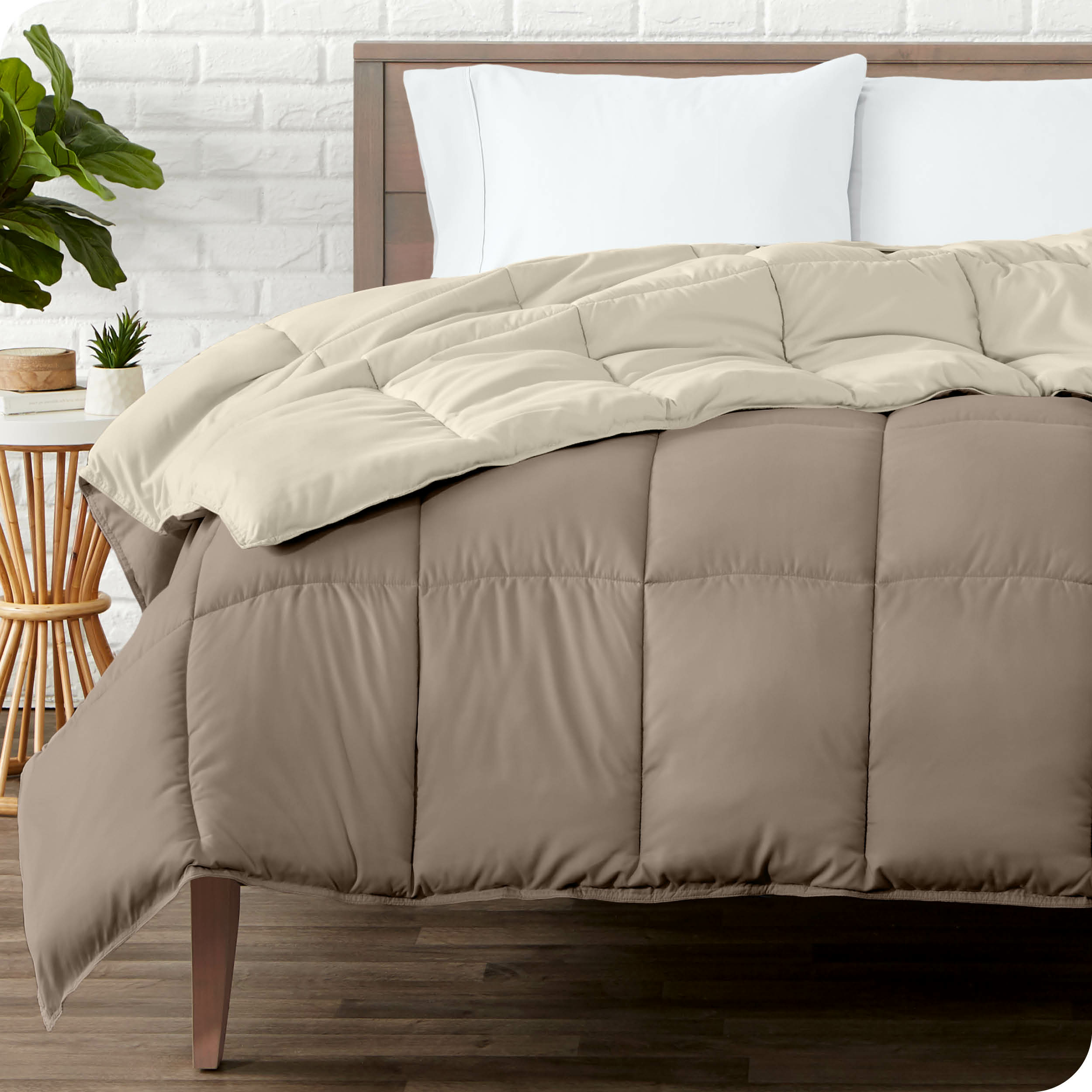 Bare Home Microfiber 8-Piece Taupe and Sand Bed in a Bag, Split King ...