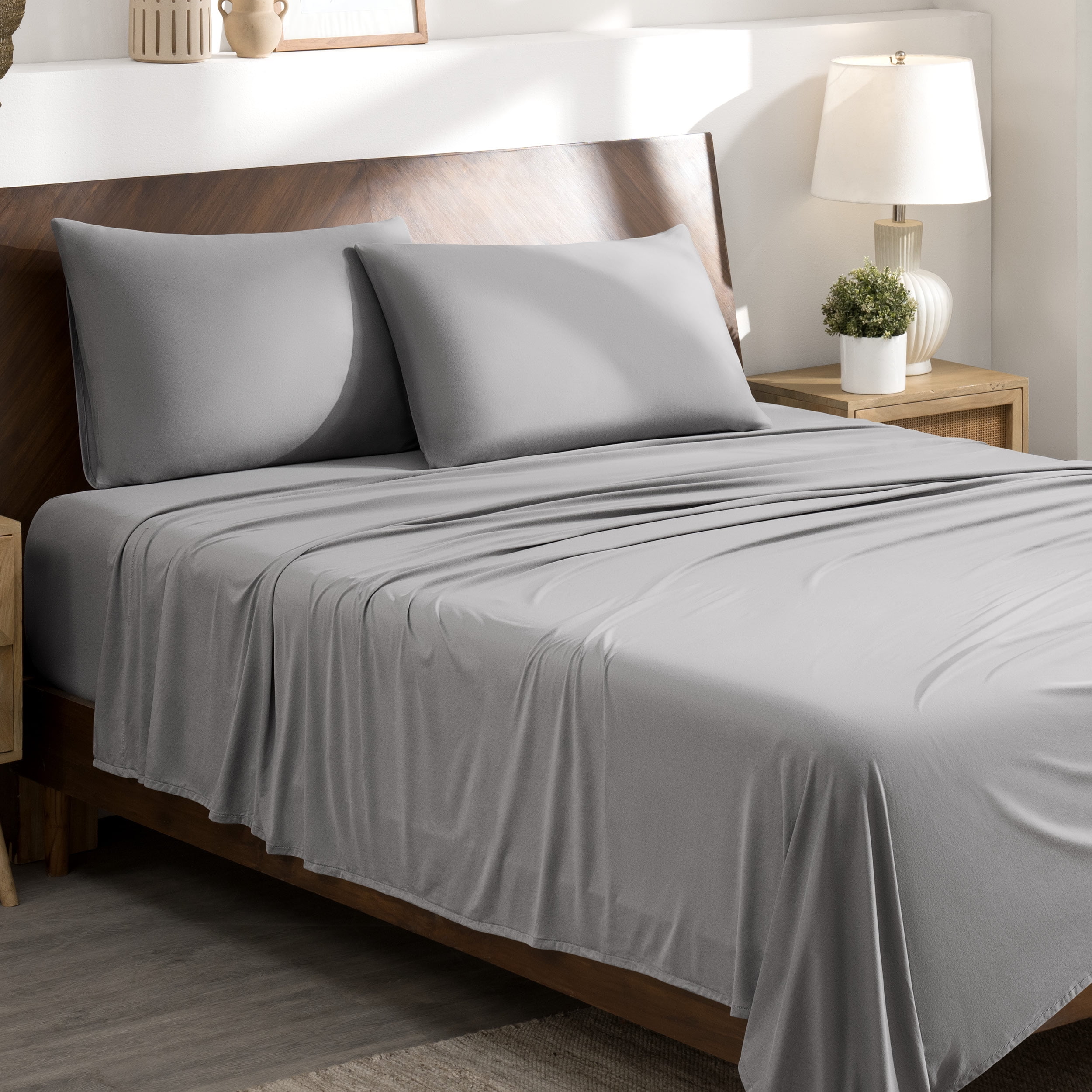 Bare Home Cooling Performance Jersey Knit Stretch Sheet Set, Moisture ...