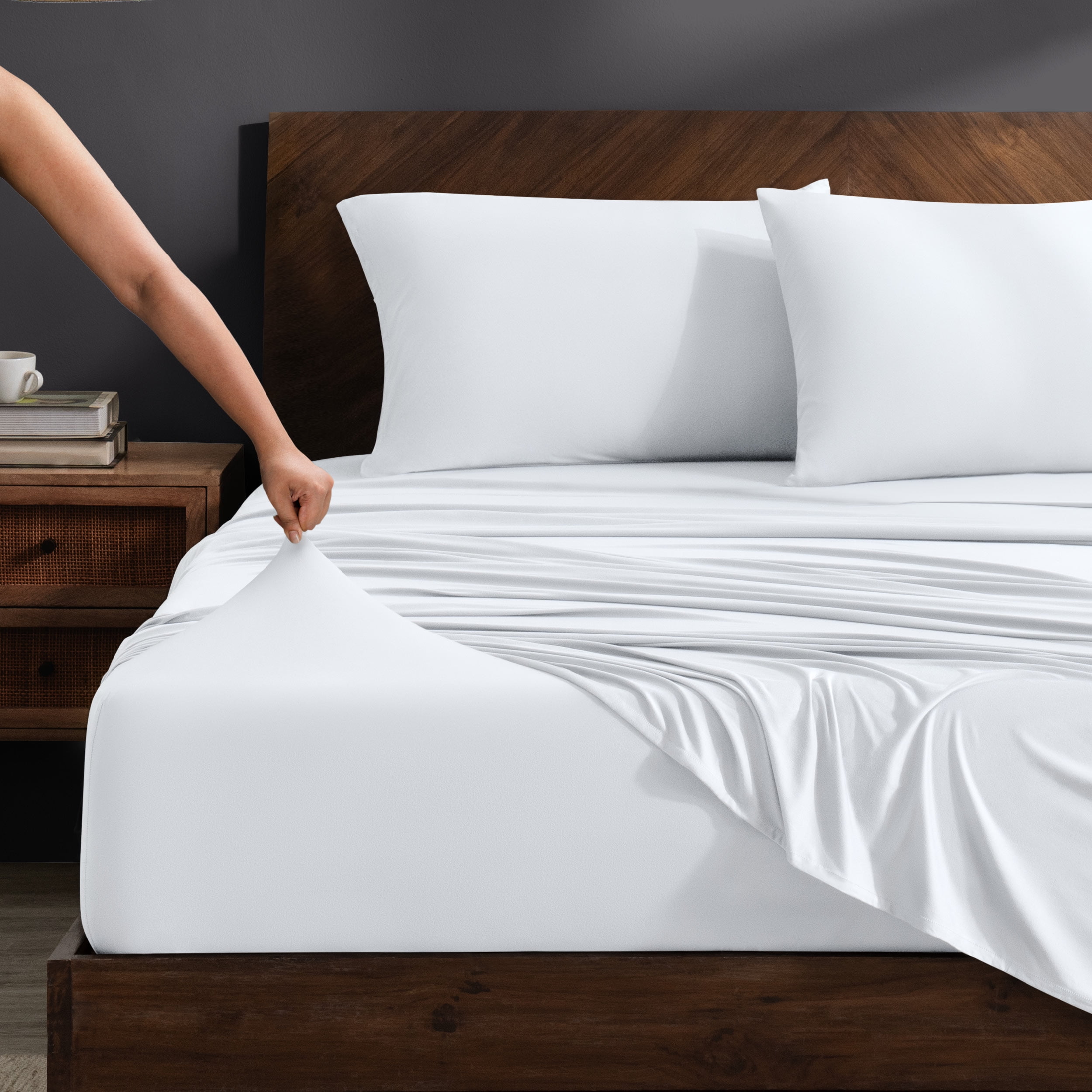 Bare Home Ultra-Soft Stretchy Queen Sheet Set, 4 Piece, Deep Pockets ...