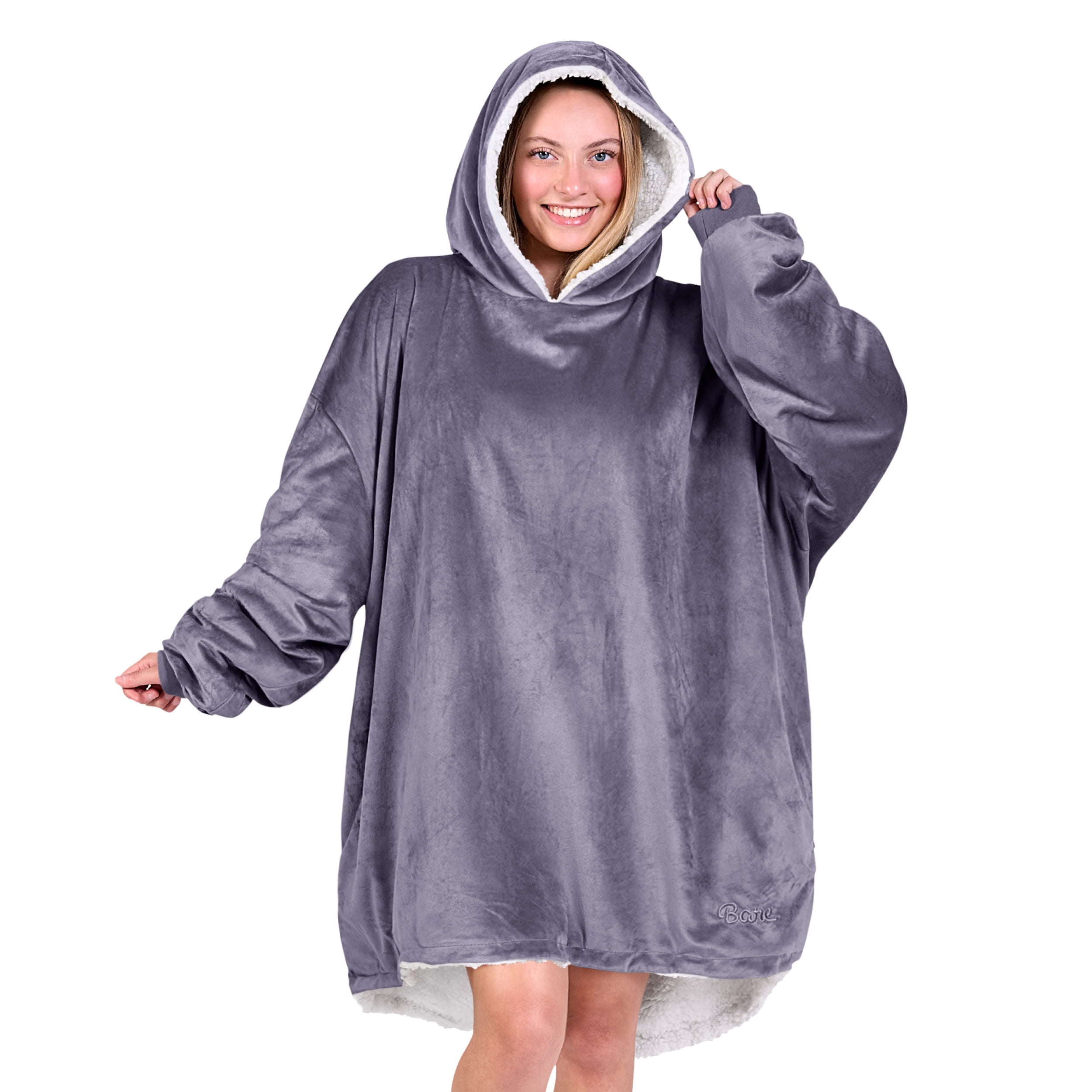 Bare Homey Plush Sherpa Wearable Blanket - Fluffy & Soft - Lightweight ...