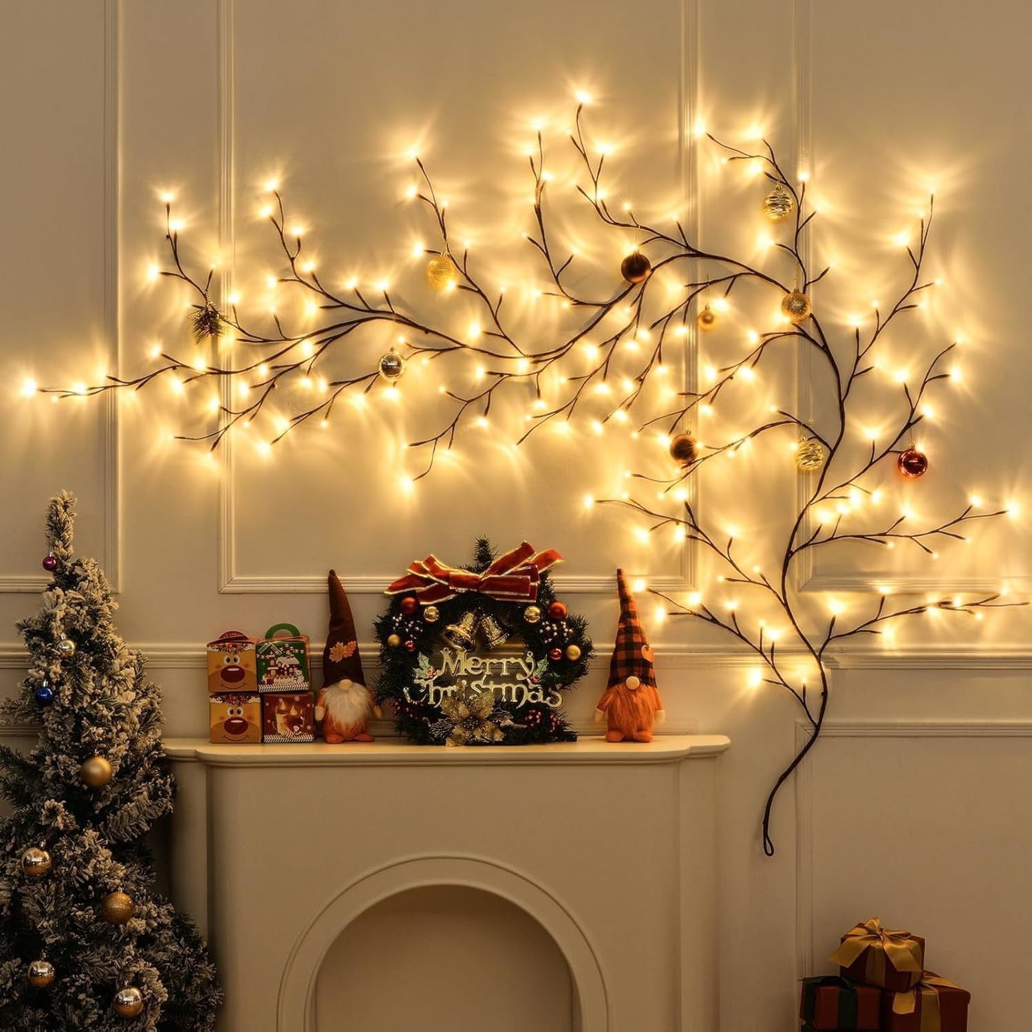 Bare Lamp LED Tree Branch Lights for Wall, Willow Vine Twig Decor ...