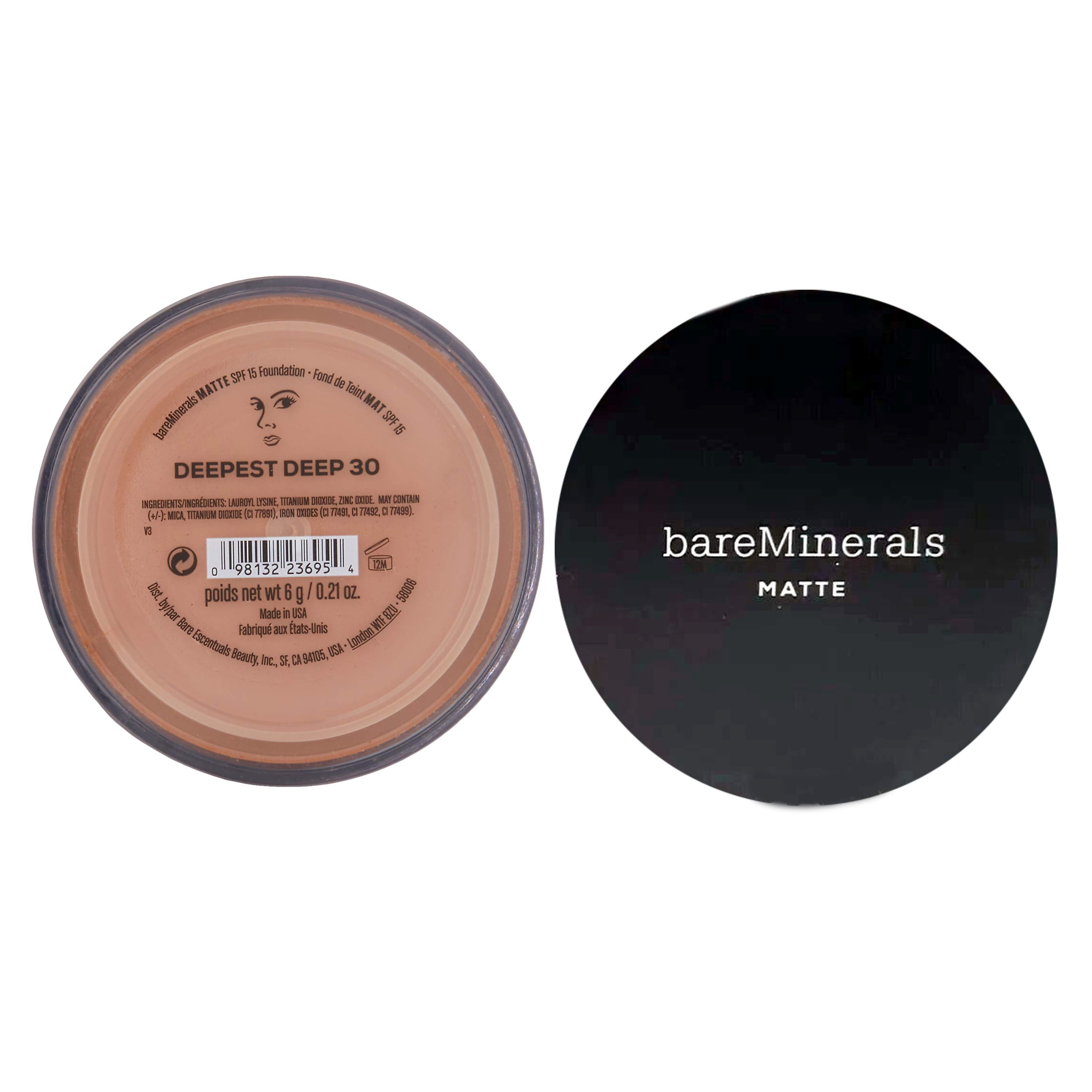 BareMinerals Matte SPF 15 Foundation, [30] Deepest Deep 0.21 oz ...