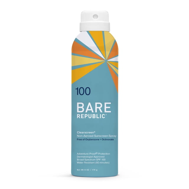 Bare Republic Clearscreen Sunscreen MZF22 SPF 100 Sunblock Spray, Water ...