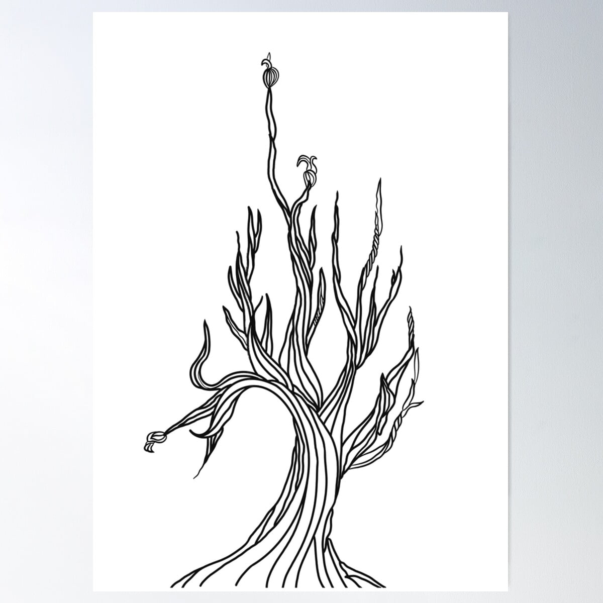 Bare Tree Trunk Line Art Minimalist Nature Illustration For Coloring ...