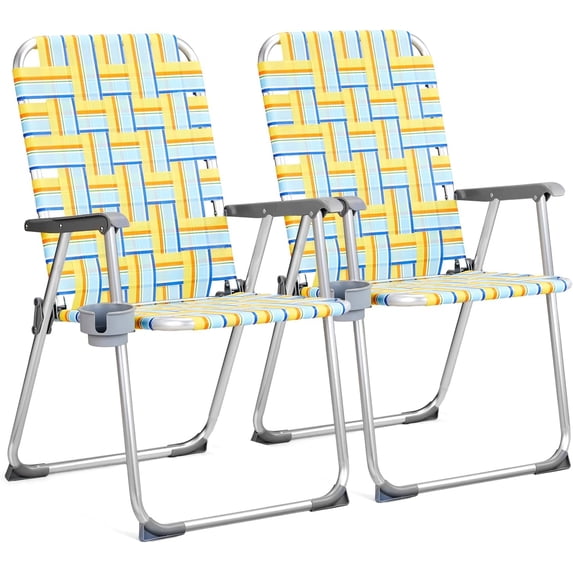 BarefHaven Aluminum Patio Lawn Chairs Folding Set of 2 with Detachable ...