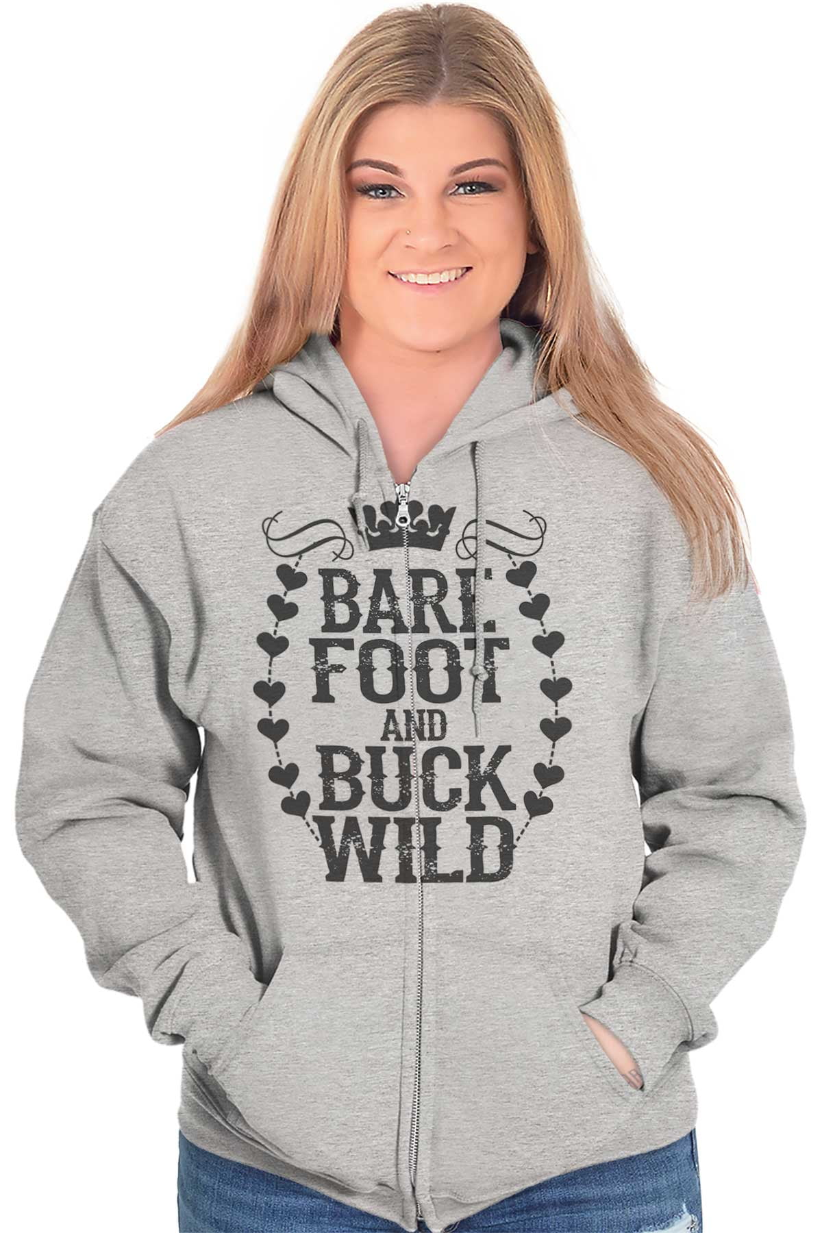 Barefoot and Buck Wild Country Love Women Plus Size Zipper Hoodie ...