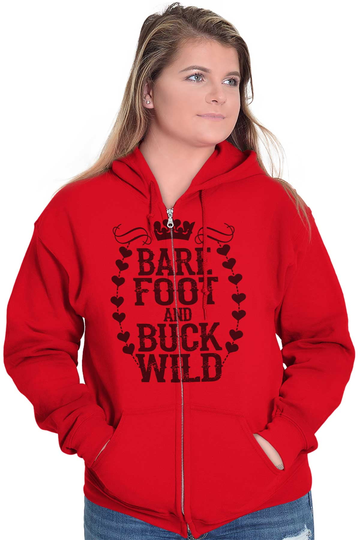 Barefoot and Buck Wild Country Love Women Plus Size Zipper Hoodie ...