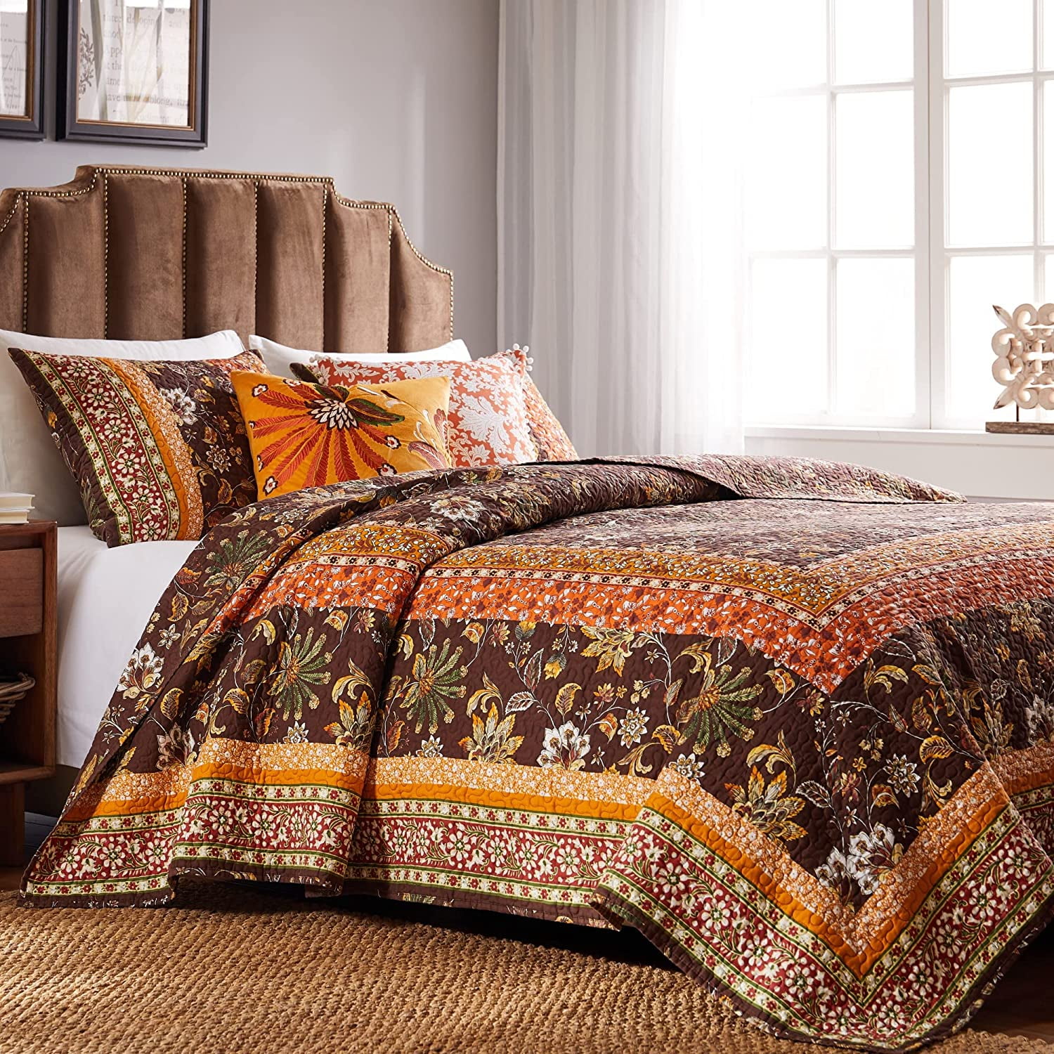 Barefoot Bungalow Audrey Vintage Floral Quilt Set, Reversibe, 3-Piece ...