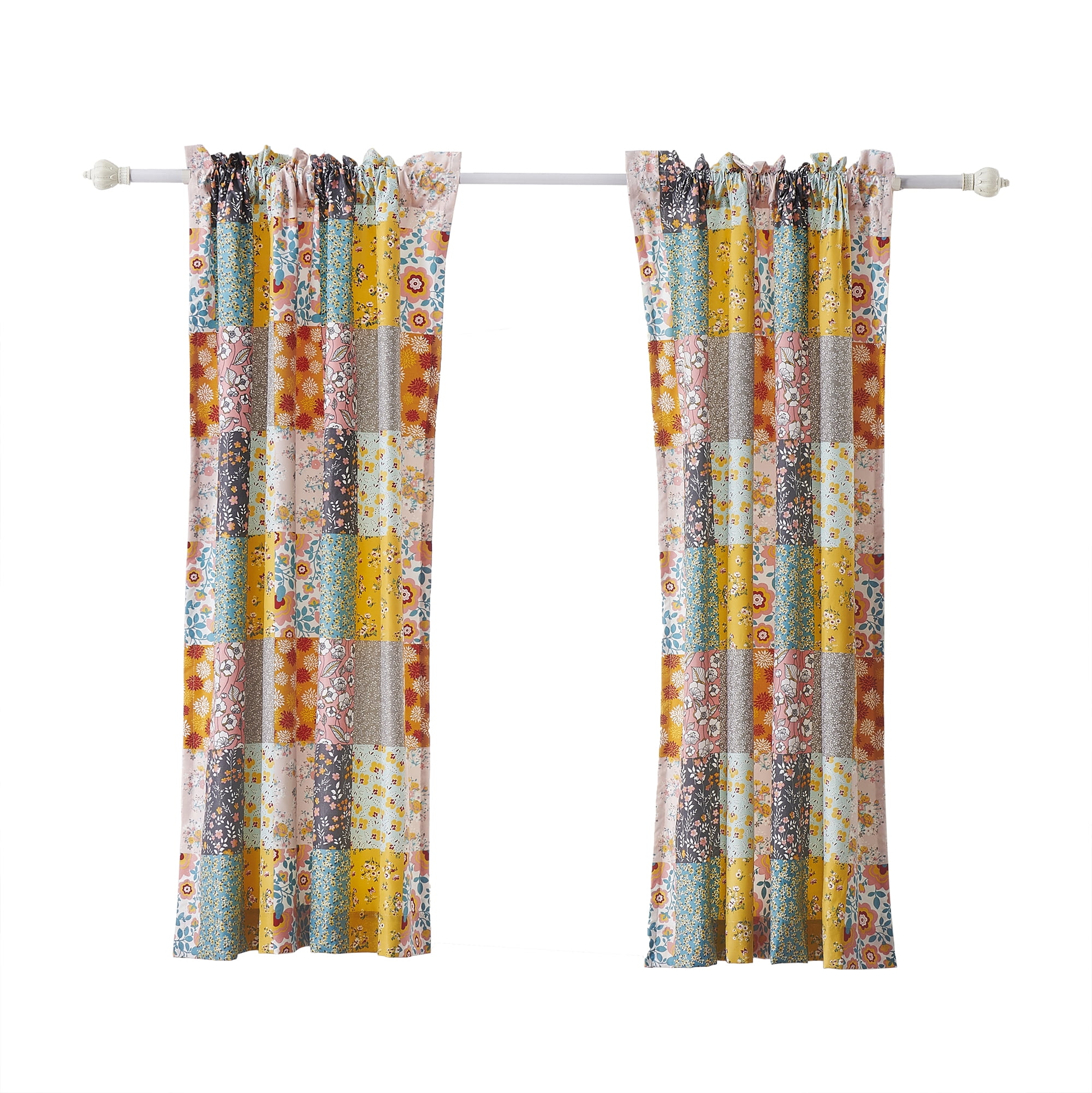 Barefoot Bungalow Carlie Calico Patchwork Print Curtain Panels 50 W x ...
