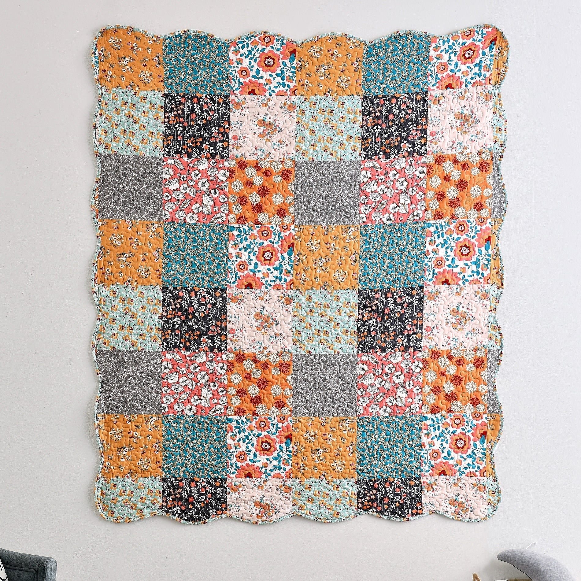 Barefoot Bungalow Carlie Calico Quilted Cotton Throw Calico Patches ...