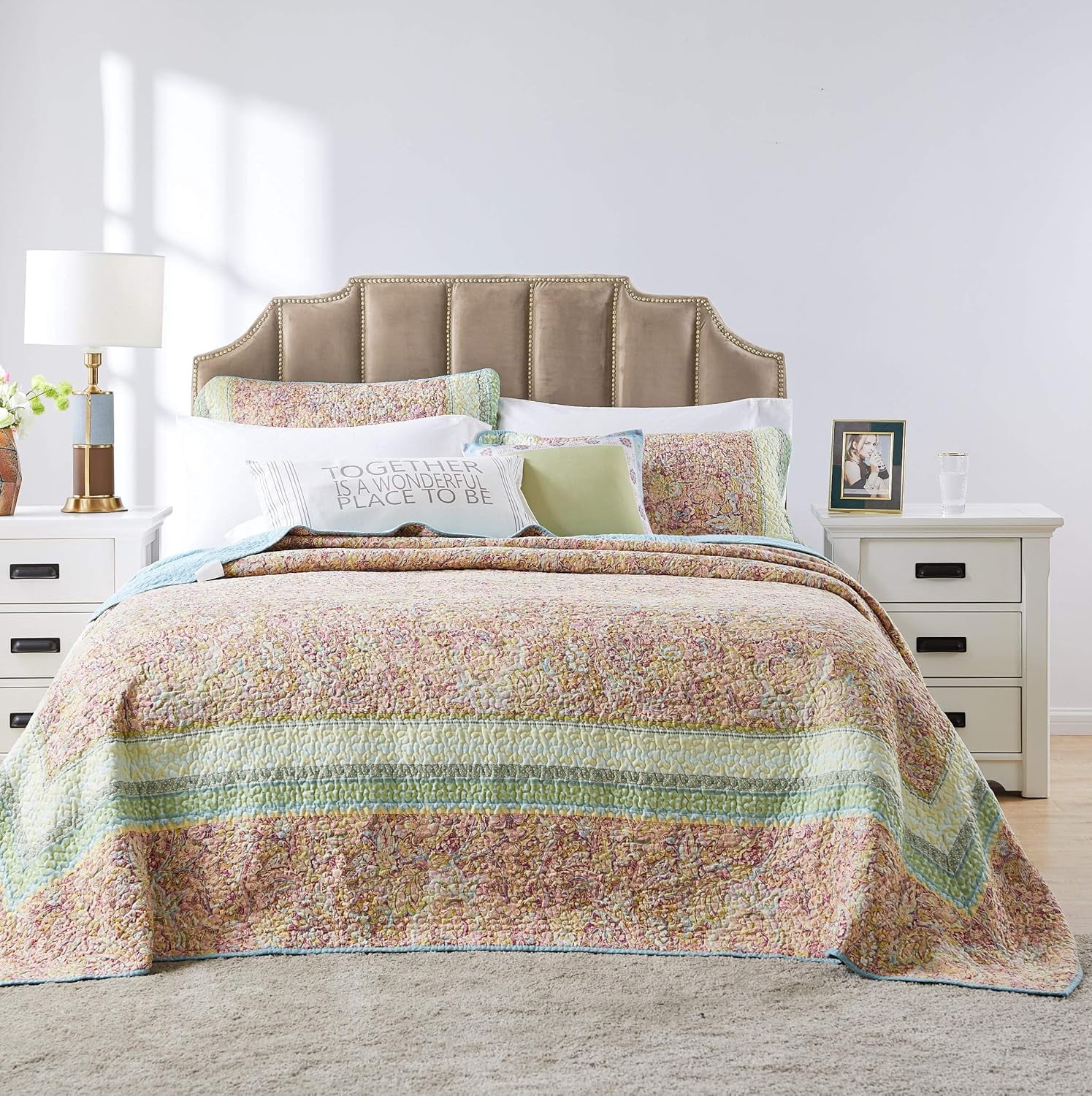 Barefoot Bungalow Palisades Pastel Bedspread Set, 3-Piece, Queen ...