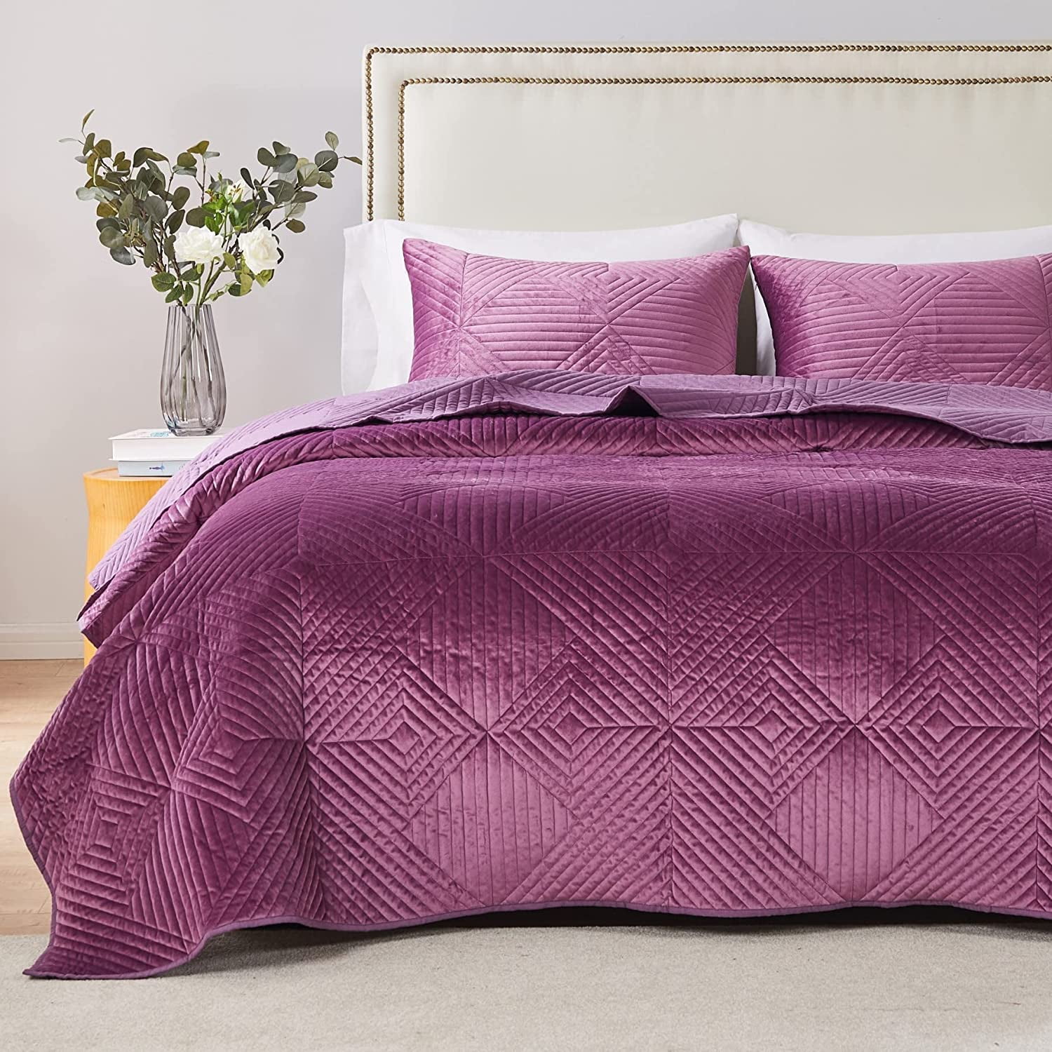 Barefoot Bungalow Riviera Velvet Finely Stitched Modern Quilt Set ...