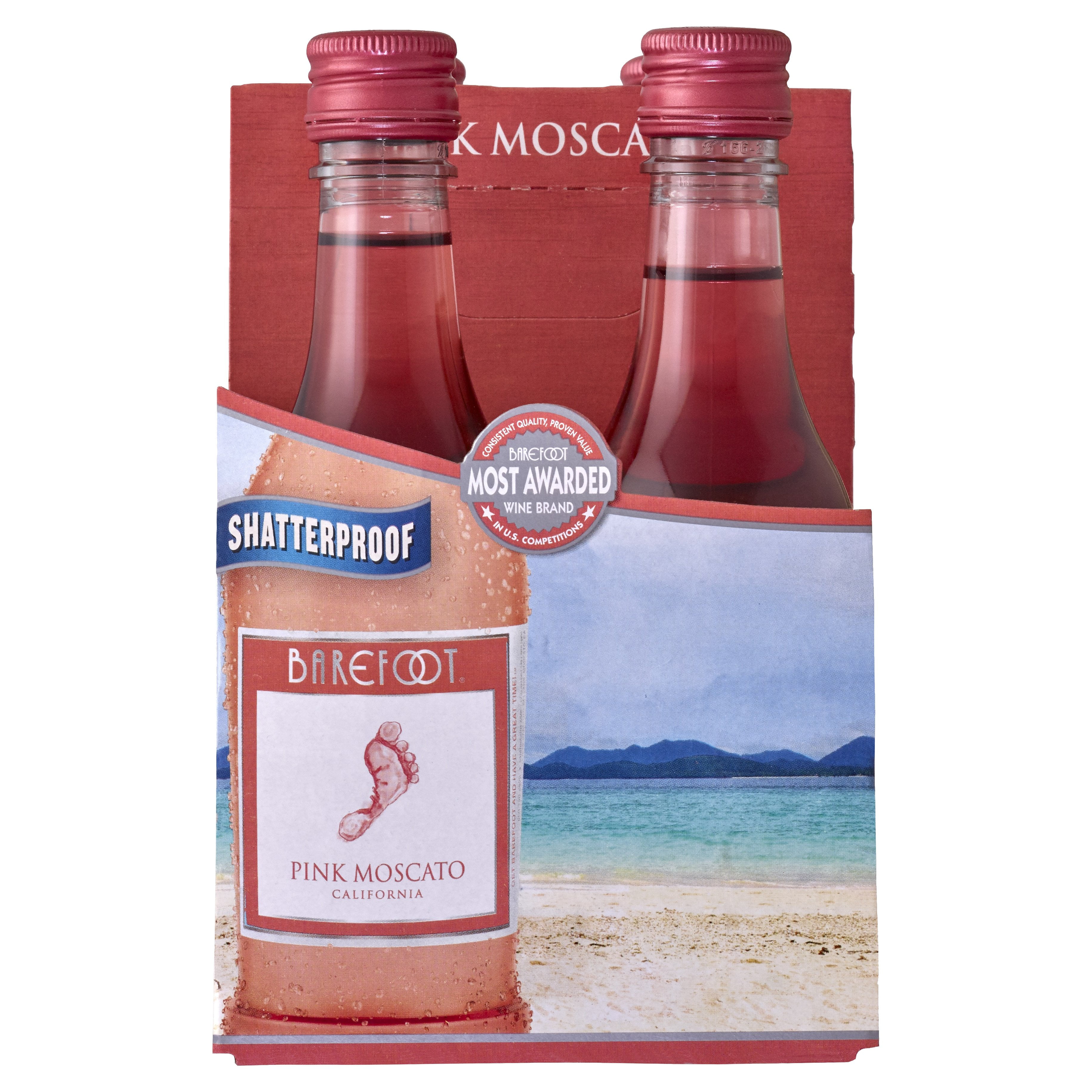 Barefoot Cellars Pink Moscato 4 Single Serve 187ml Bottles - Walmart.com