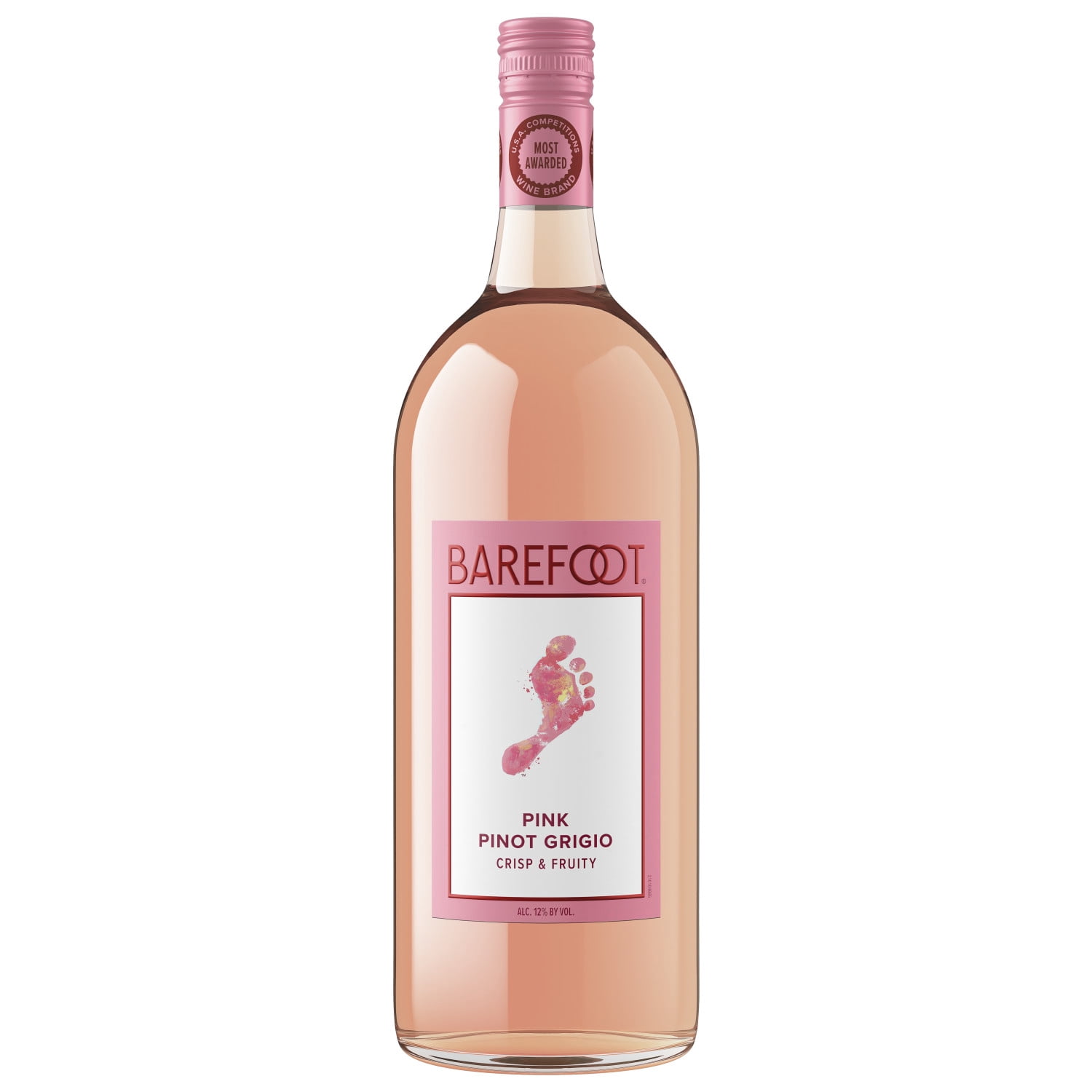Barefoot Cellars Pink Pinot Grigio Wine, 1.5L Glass Bottle, 12% ABV ...