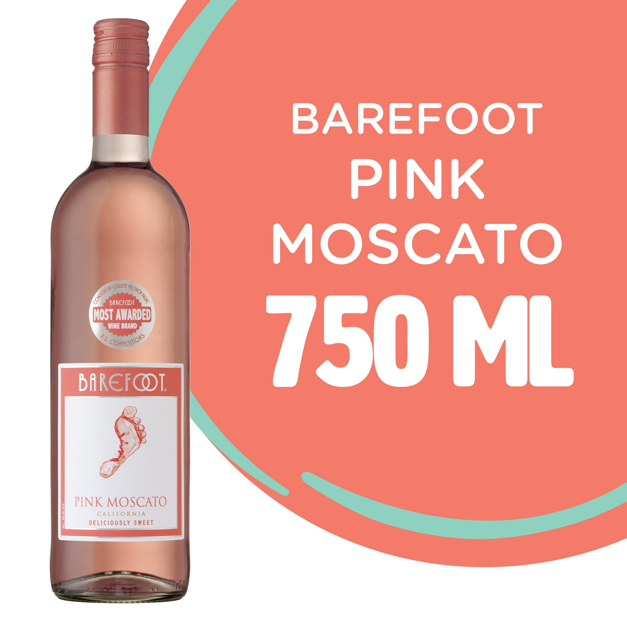 Barefoot Pink Moscato Rose Wine, California, 750ml Glass Bottle - itFRESH
