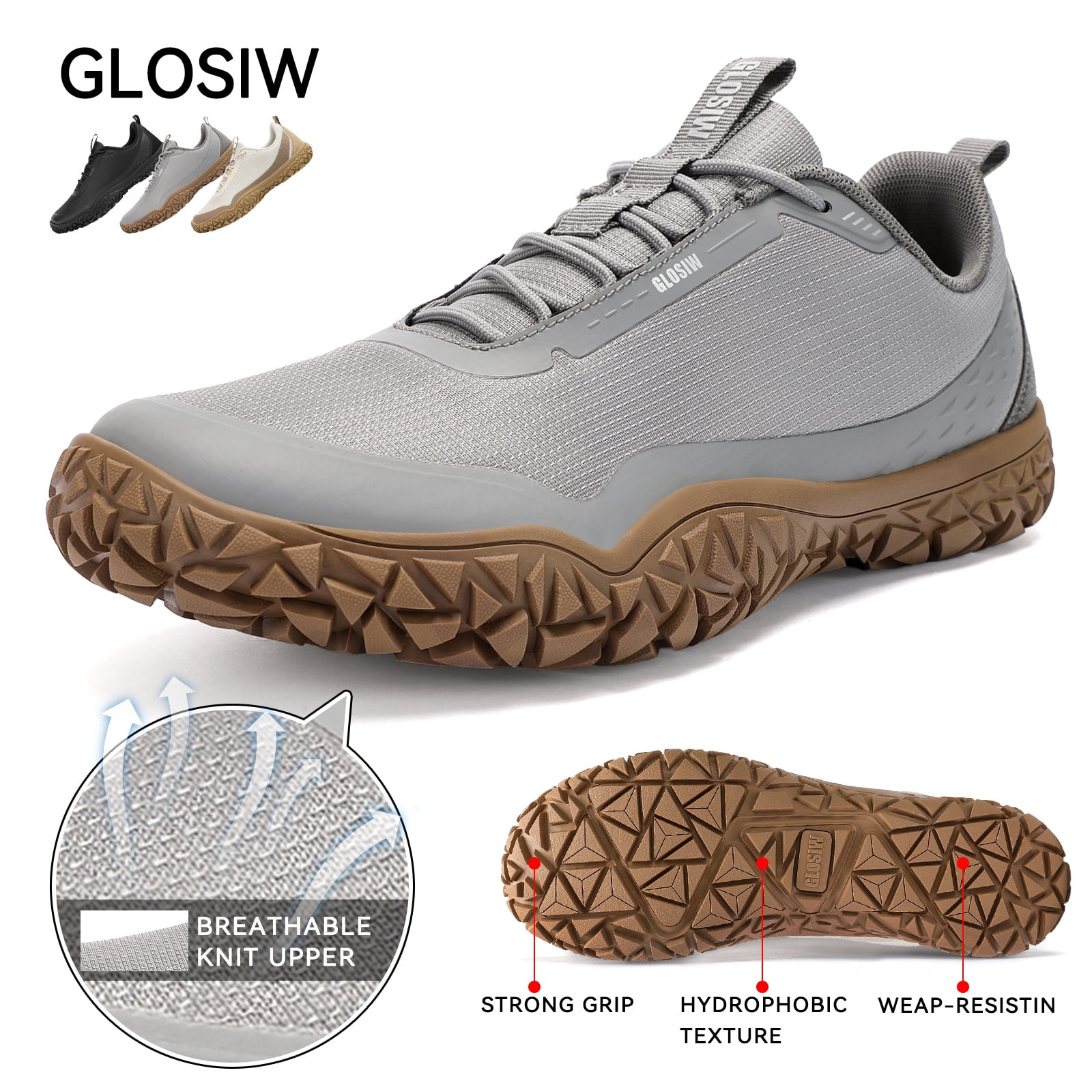 GLOSIW men Sneakers,Wide Toe Box Shoes men Zero Drop Barefoot Shoe Men ...