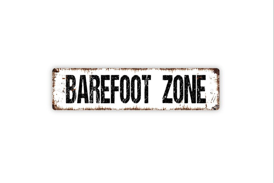 Barefoot Zone Sign - No Shoes Rustic Street Metal Sign or Door Name ...