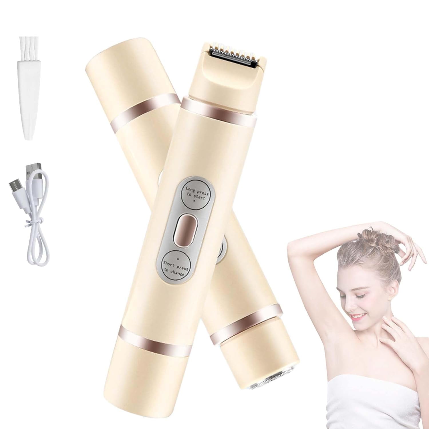 Barely Shaver,2-in-1 Dual-Head Cordless Electric Shaver Wet/Dry Groomer ...