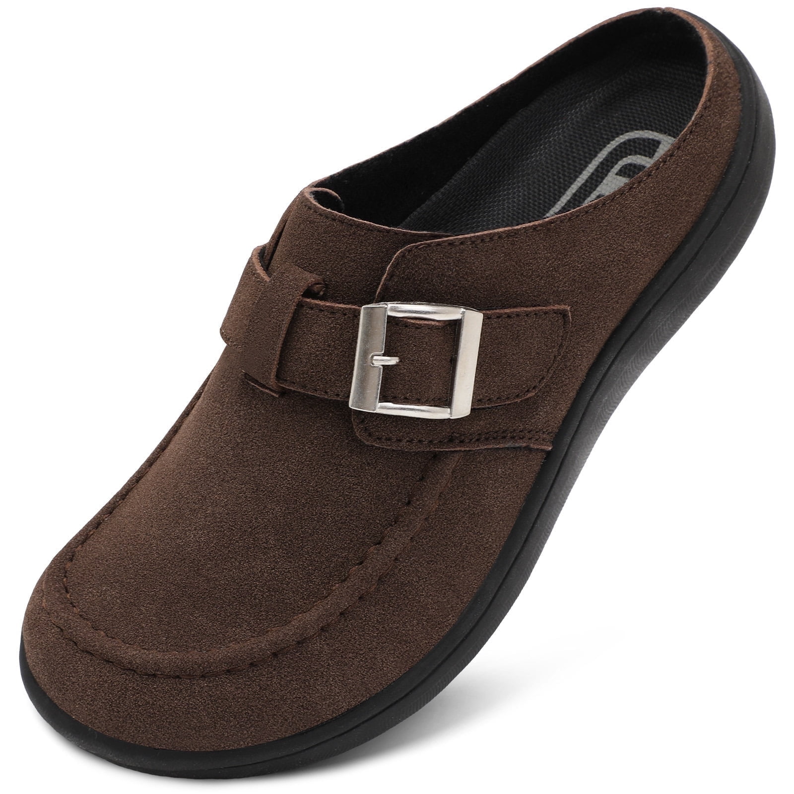Barerun, Women Wide Suede Clogs & Mules, Buckle, Size Adjustable ...