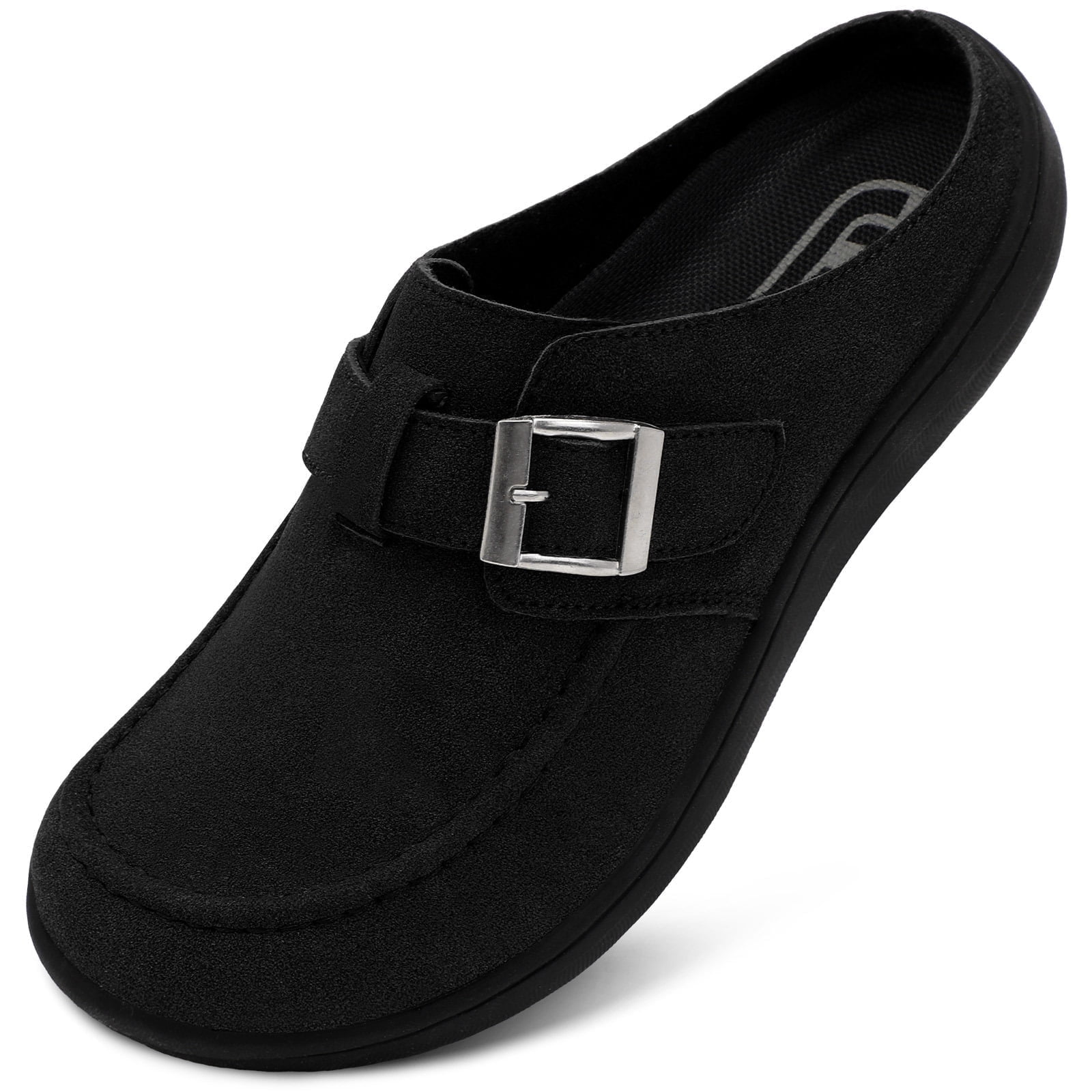 Barerun, Women Wide Suede Clogs & Mules, with Adjustable Buckle ...